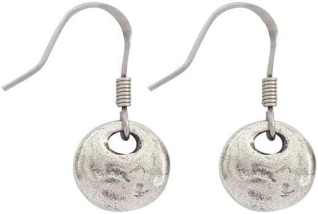 DANFORTH – Serenity Mini Drop Pewter Earrings, ½” – Simple Small Dangly Earrings For Everyday ...