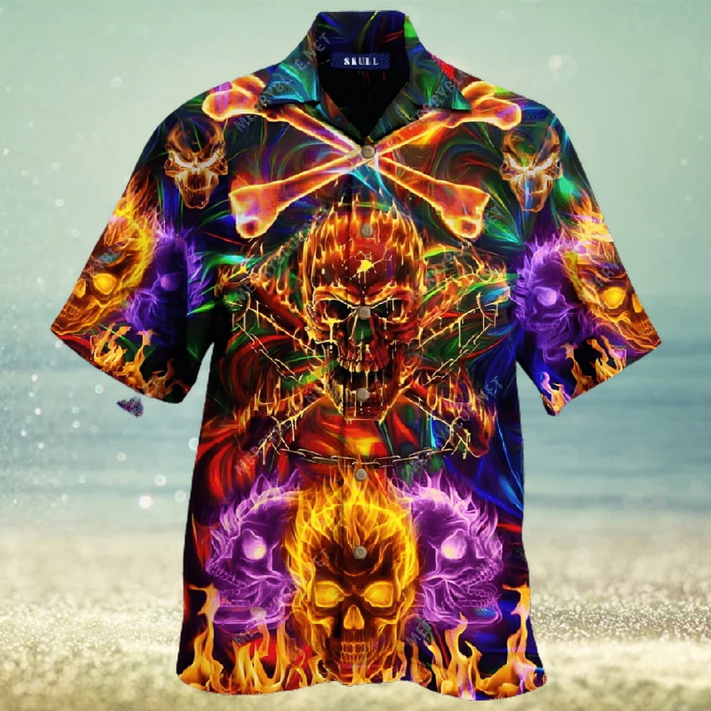 DANGER COLORFUL FLAMING SKULL UNISEX HAWAIIAN SHIRTS - Walmart.com