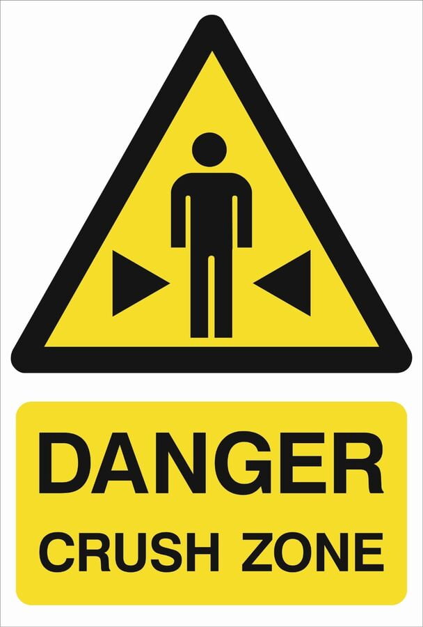 DANGER CRUSH ZONE Metal Aluminum Sign OR FOAMEX SITE SIGN H&S SIGN ...