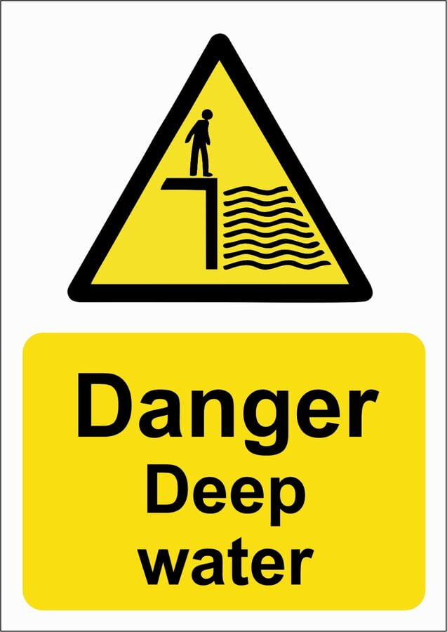 DANGER DEEP WATER Metal Sign OR FOAMEX SIGN SITE/SAFETY SIGNAGE Size: 8 ...
