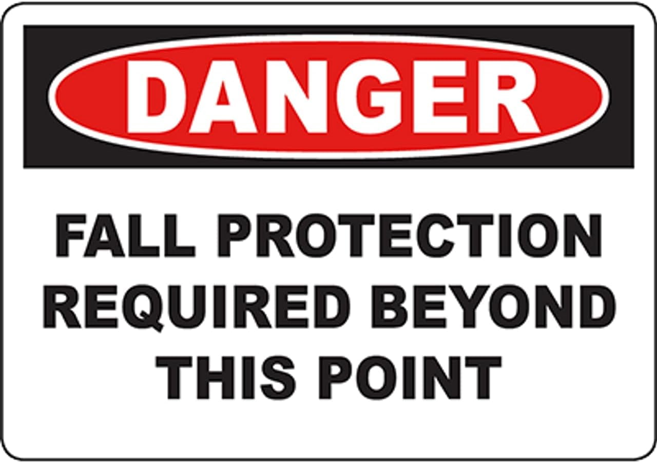 DANGER Fall Protection Required Beyond This Point Sign Safety Signs ...