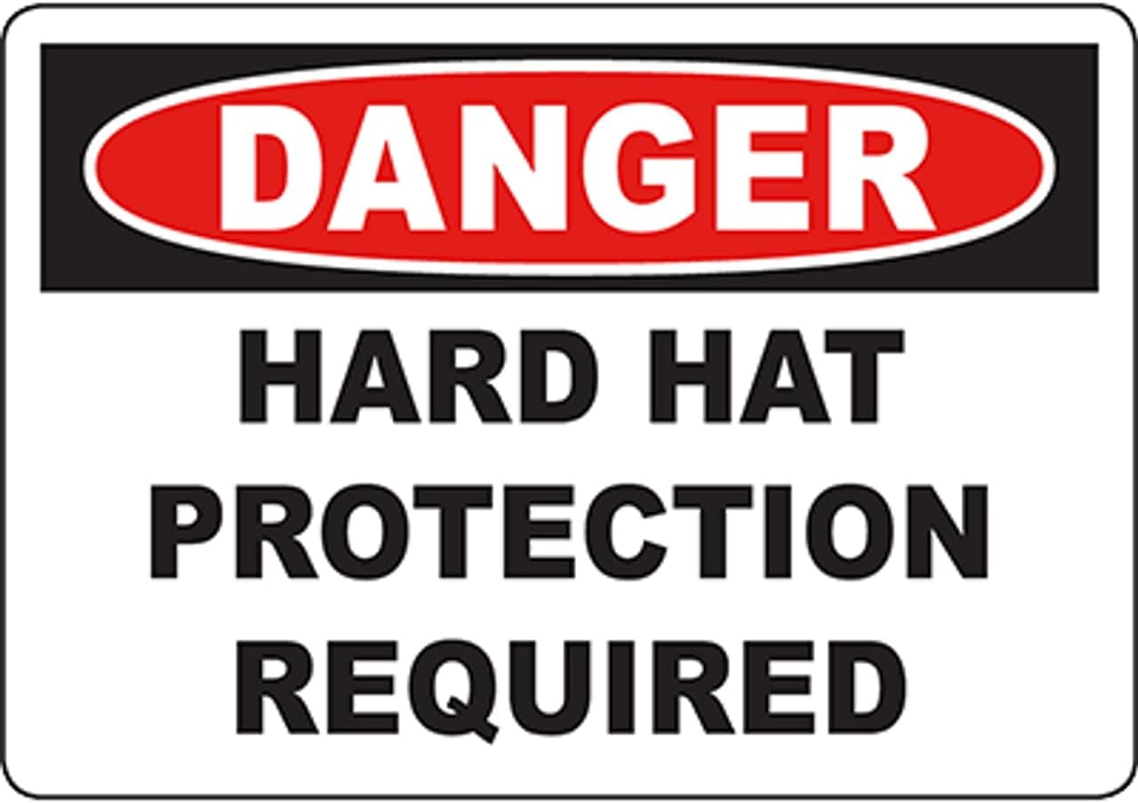 DANGER Hard Hat Protection Required Sign Safety Signs Danger Signs 8x12 ...