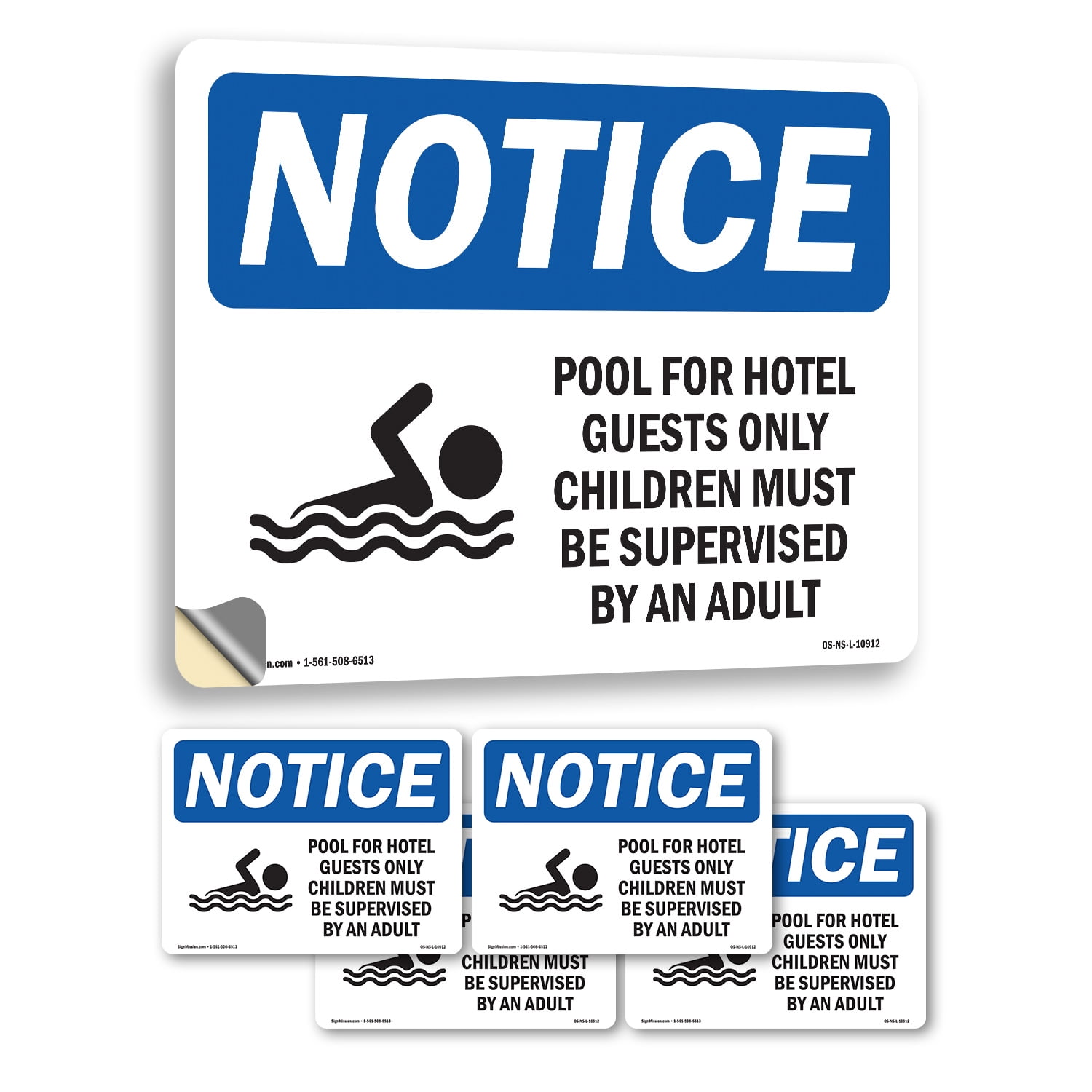 DANGER Pool For Hotel Guests Only Children OSHA Notice Vinyl Decal ...