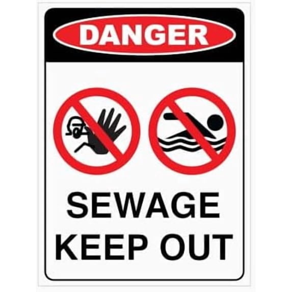DANGER SEWAGE KEEP OUT SIGN General Safetys Metal Tin Sign 8 x 12 inch ...