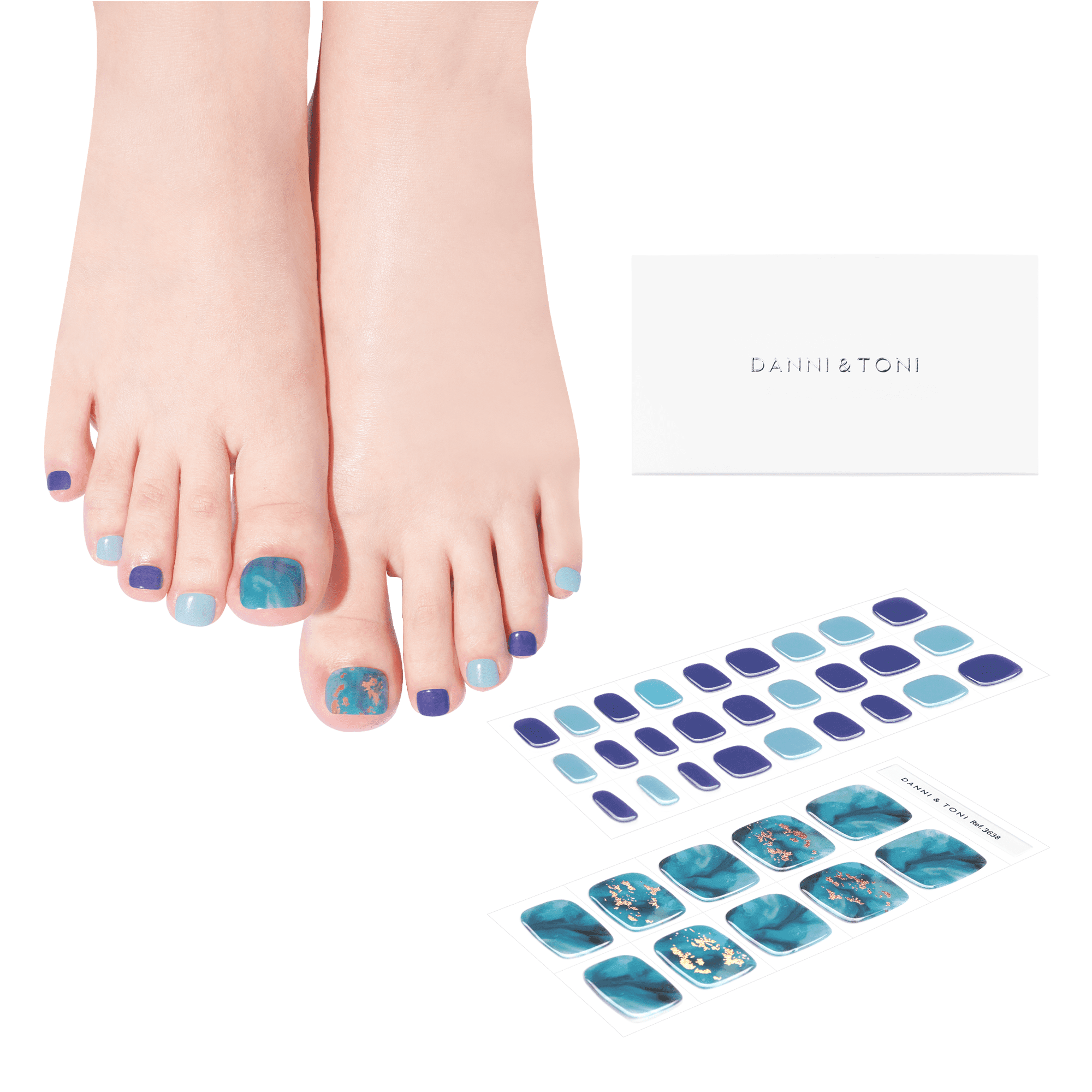 DANNI & TONI Semi Cured Gel Toenail Strips Ocean (Seaside Splendor ...