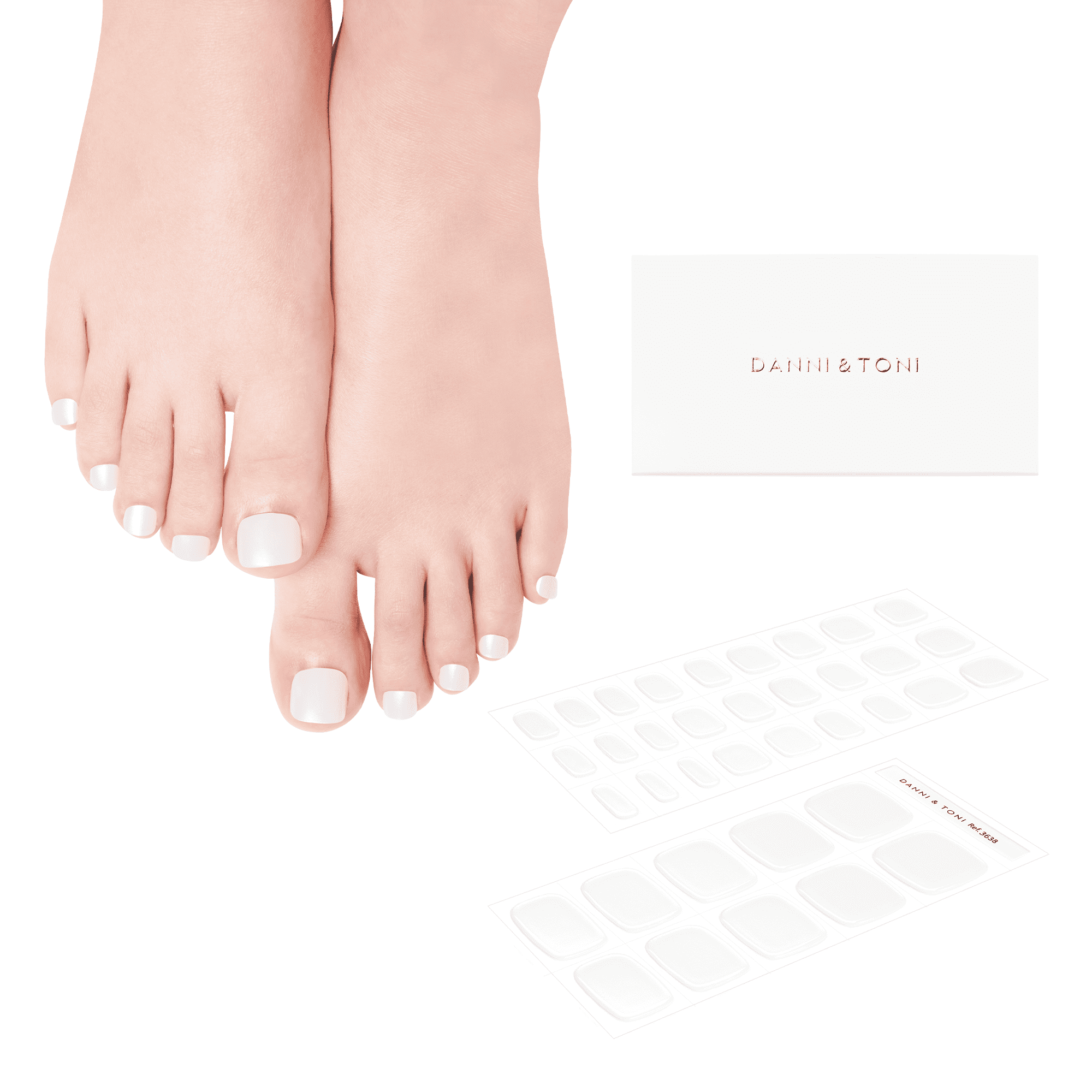 DANNI & TONI Semi Cured Gel Toenail Strips Pearl White (Pearlescent ...