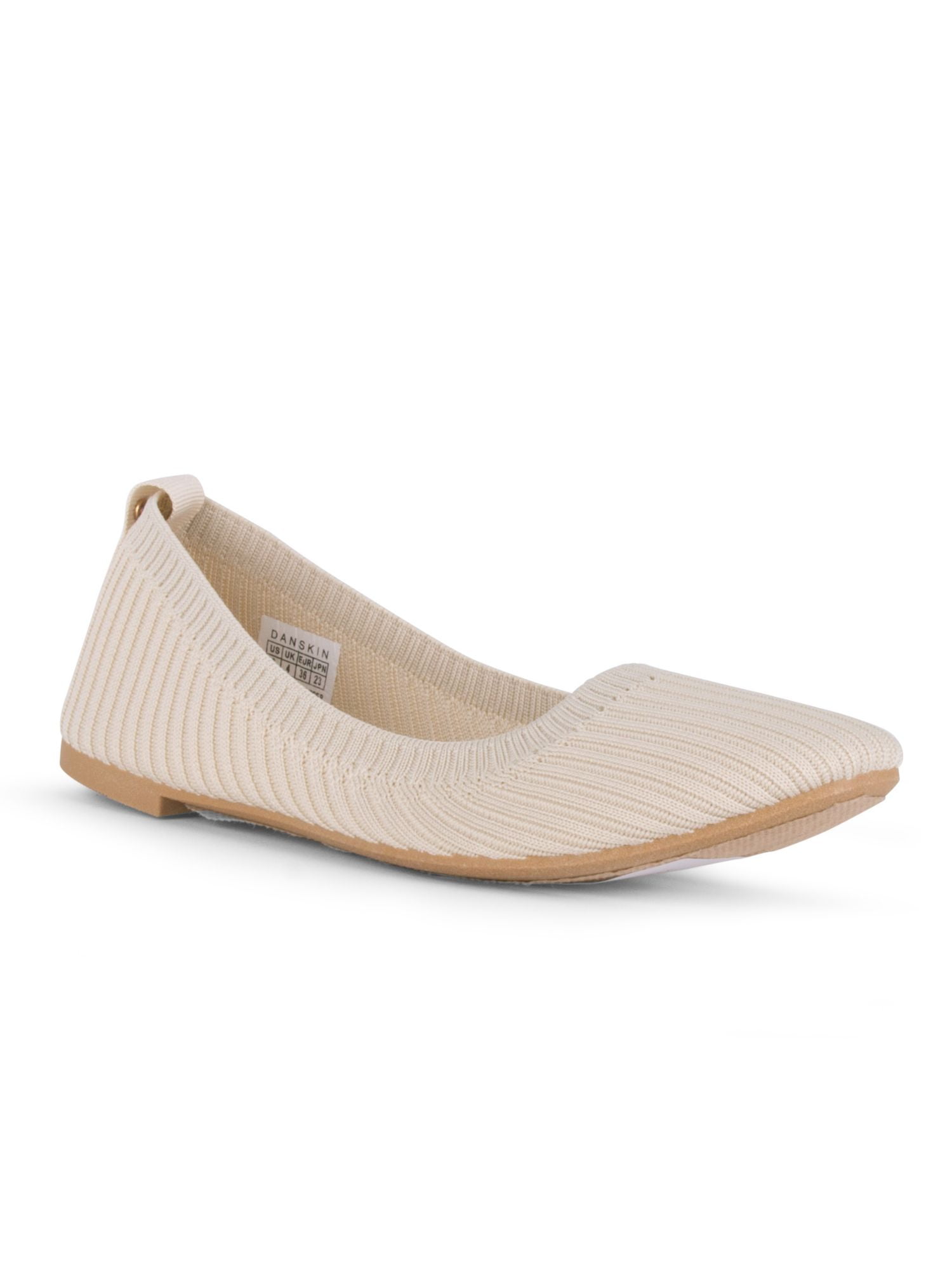 DANSKIN Womens Natural Beige Knit Ribbed Stretch Hope Round Toe Slip On ...