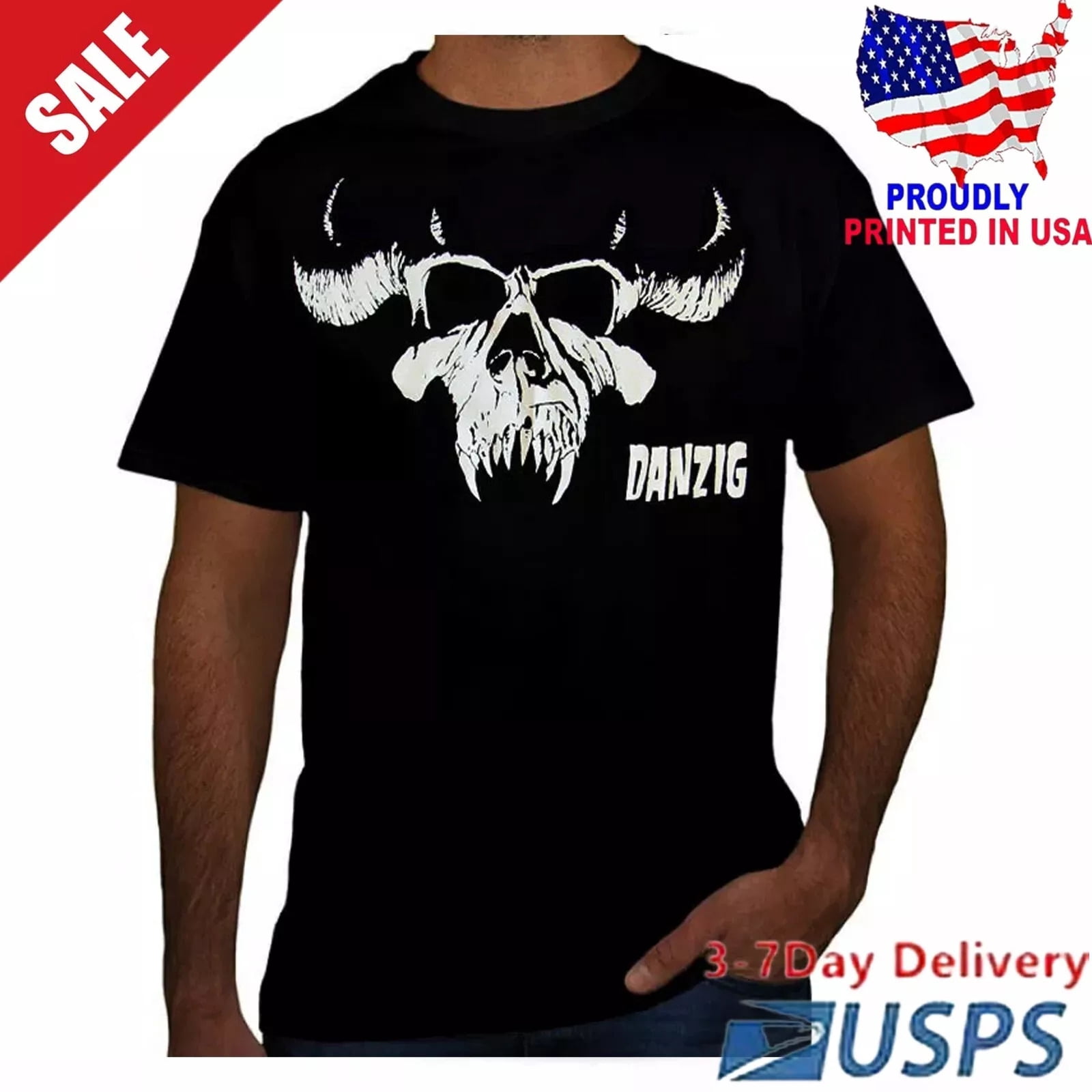 DANZIG PUNK ROCK Black T Shirt 2HN99 - Walmart.com