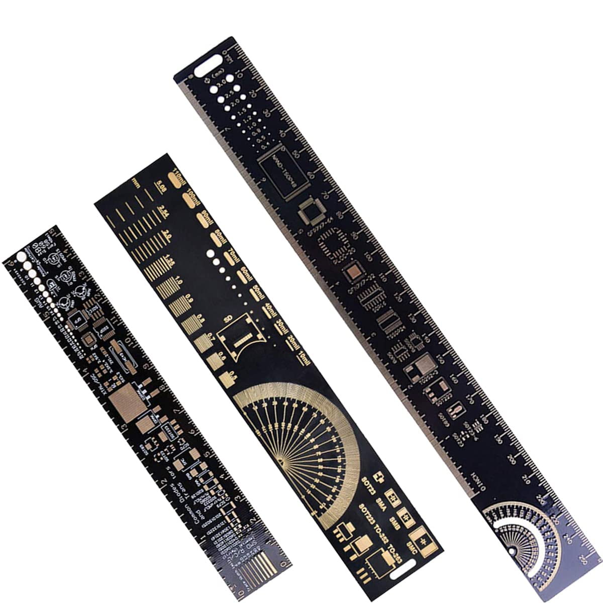 DAOKAI 3PCS PCB Ruler 3Sizes 15/20/25cm 5.9/7.8/9.8in Multifunctional ...