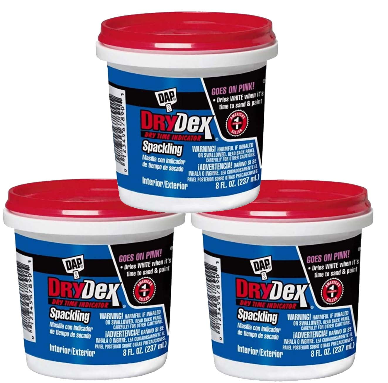 DAP 12330 Dry Time Indicator Spackling, 1-Quart Tub | White 3-Pack ...