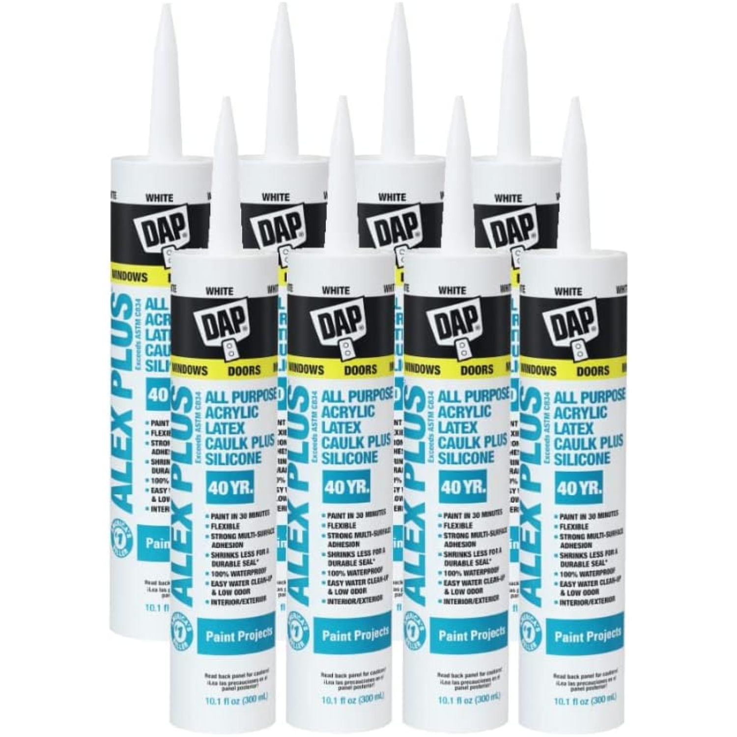 DAP 18152 10.1 oz. Alex Plus Latex Caulk Plus Silicone, White (Pack of ...