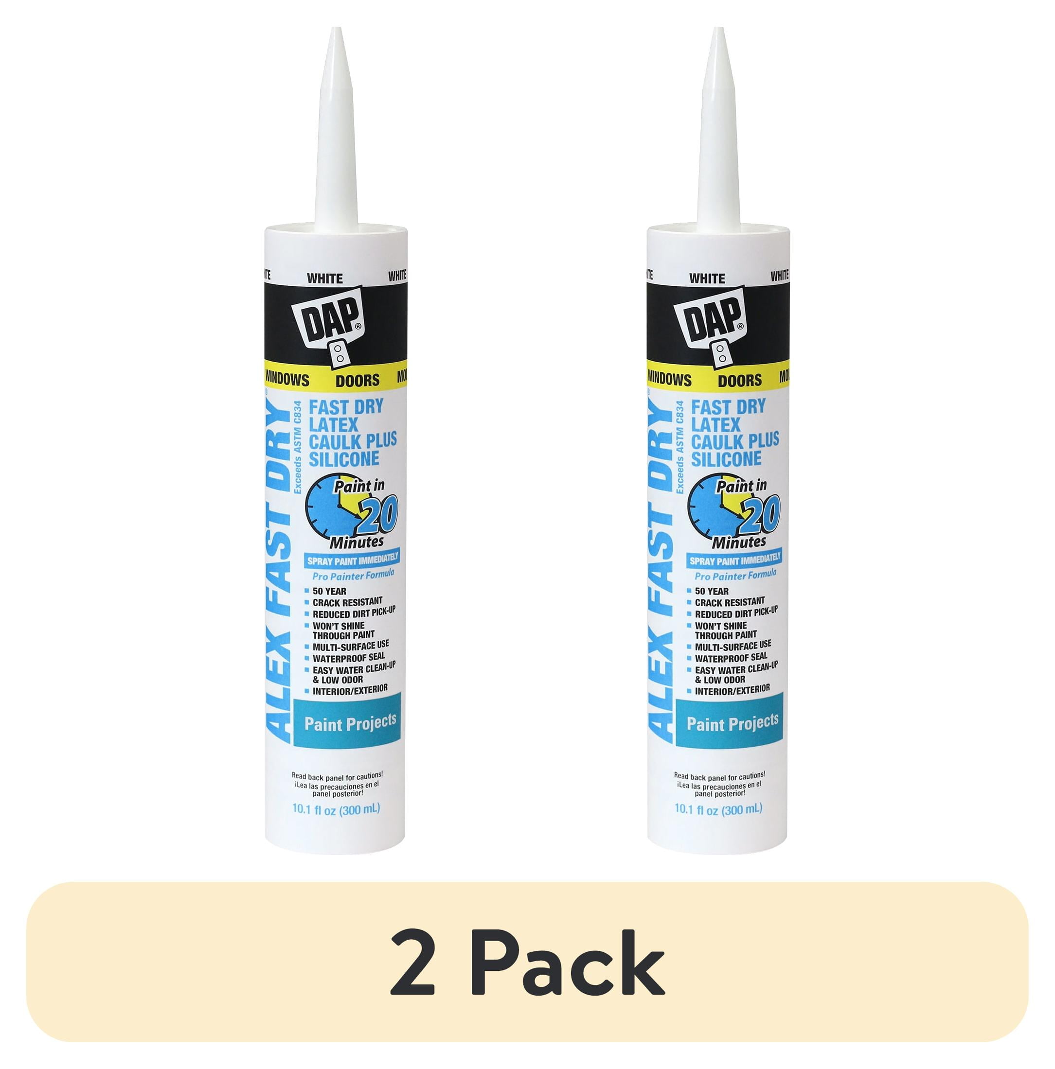(2 pack) DAP Alex Fast Dry 10.1 oz White Acrylic Latex Silicone Caulk ...