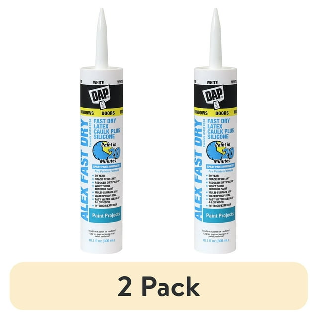 (2 pack) DAP Alex Fast Dry 10.1 oz White Acrylic Latex Silicone Caulk ...