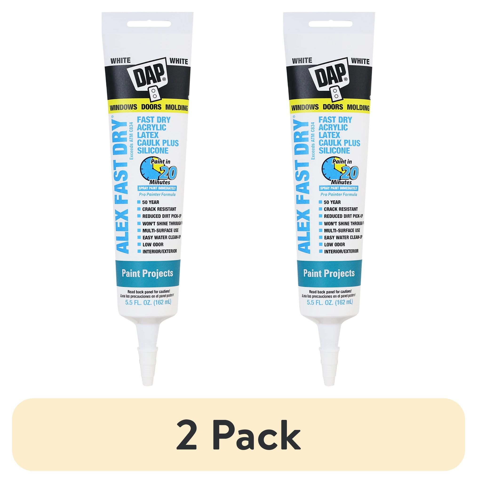(2 pack) DAP Alex Fast Dry 5.5 oz White Acrylic Latex Silicone Caulk ...
