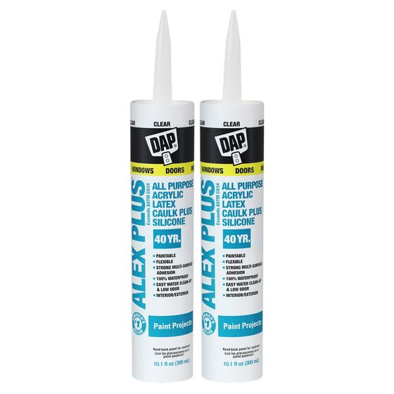 (2 pack) DAP Alex Plus All Purpose, Acrylic Latex Caulk Plus Silicone ...