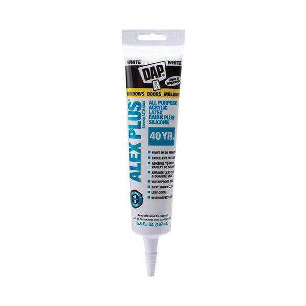 DAP Alex Plus White Acrylic All Purpose Caulk, 5.5 oz, Pack of 12 ...