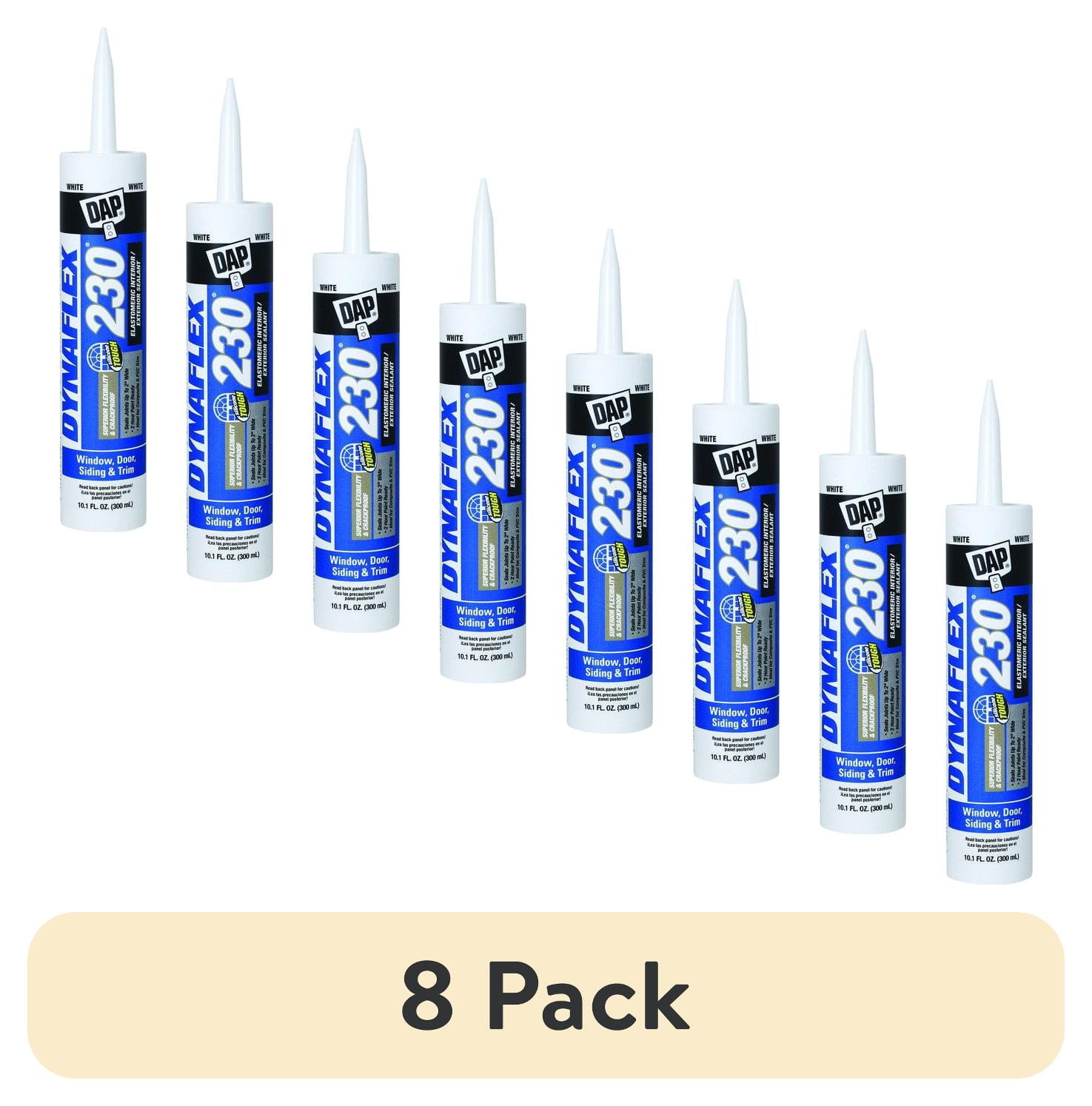 (8 pack) DAP Dynaflex 230 10.1 oz White Premium Elastomeric Sealant ...