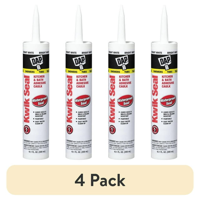 (4 pack) DAP KWIK SEAL® Adhesive Caulk 10.1 oz White Latex Kitchen ...