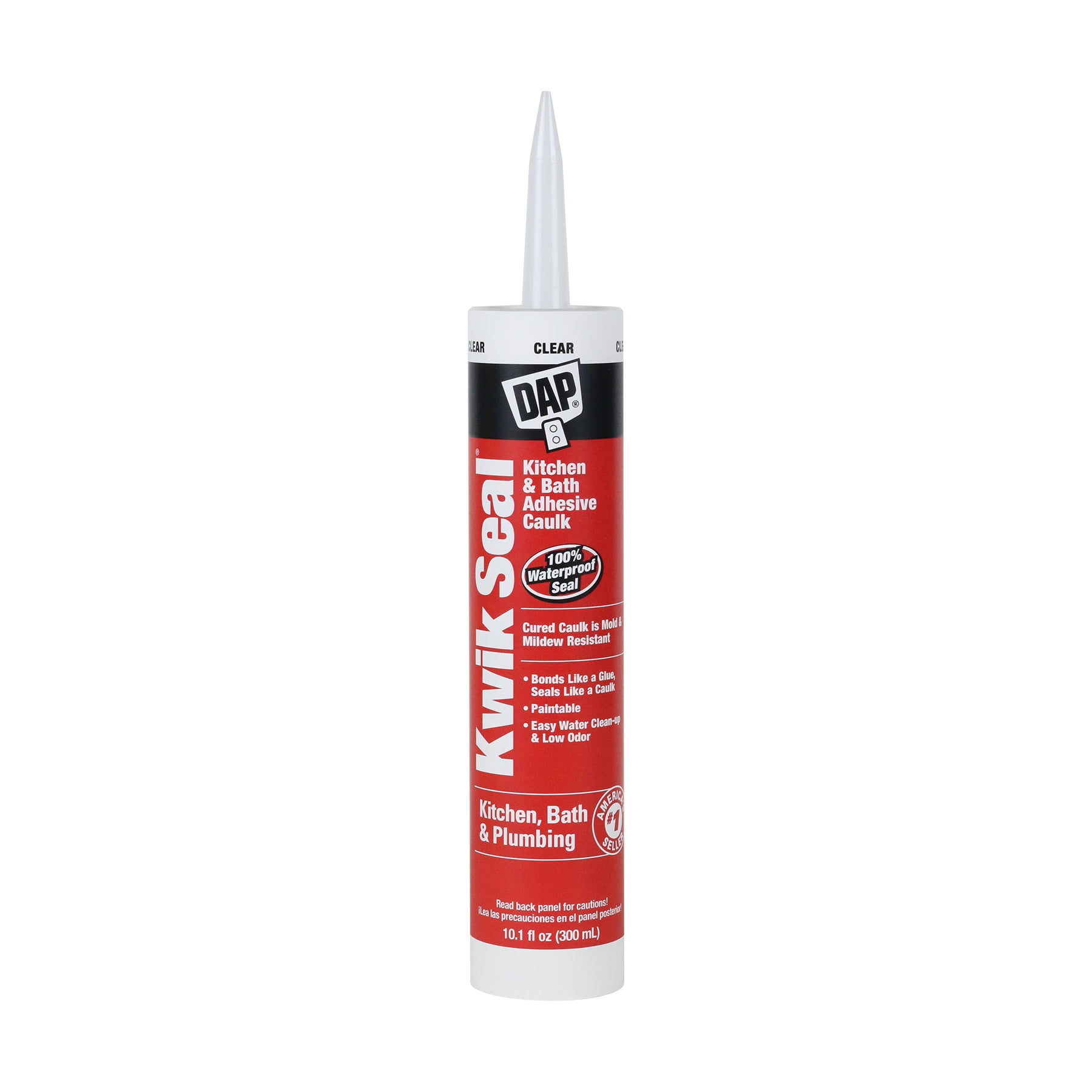 DAP Kwik Seal Kitchen and Bath Adhesive Caulk, Clear, 10.1 oz - Walmart.com
