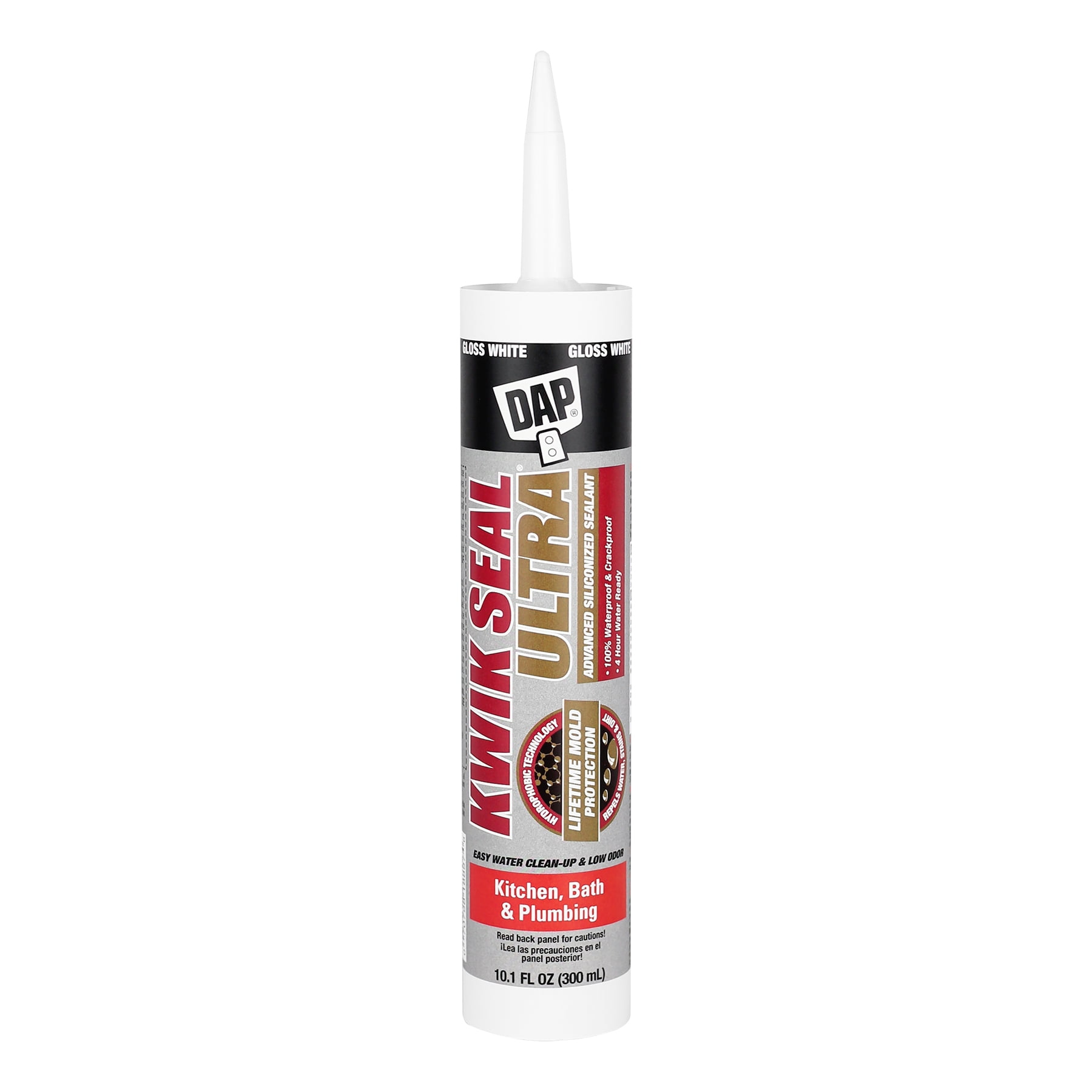 DAP Kwik Seal Ultra Premium Caulk Sealer, Kitchen & Bath Sealant, White ...