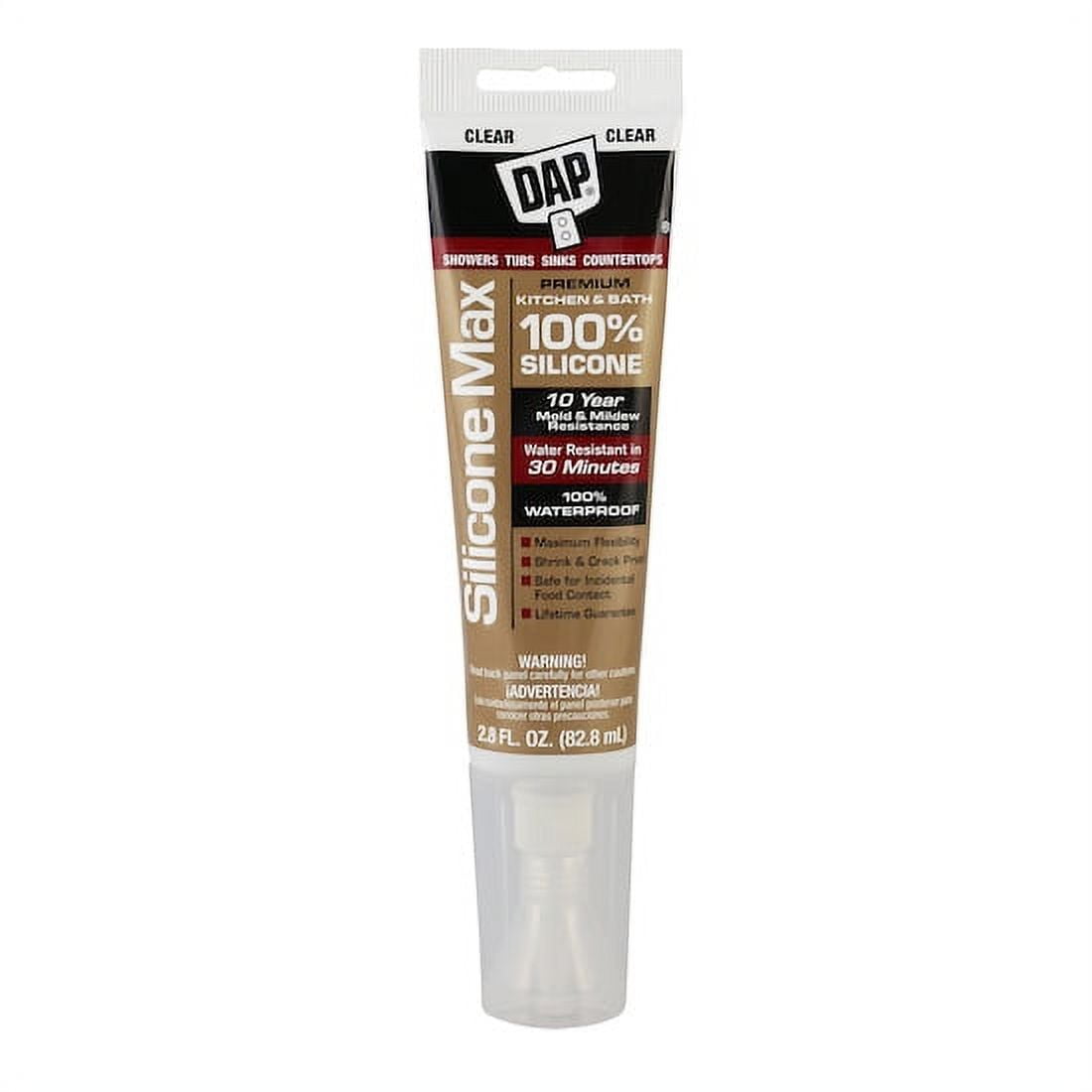 DAP Silicone Max Premium Kitchen & Bath Sealant, Clear, 2.8 oz ...