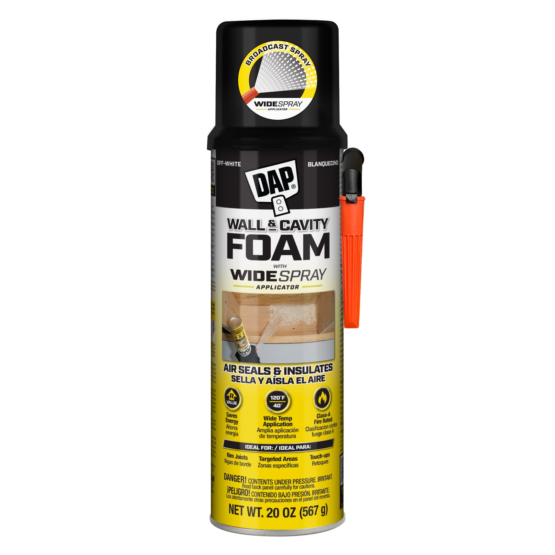 DAP Wall and Cavity Foam Aerosol 20 oz White with Wide Spray Applicator ...