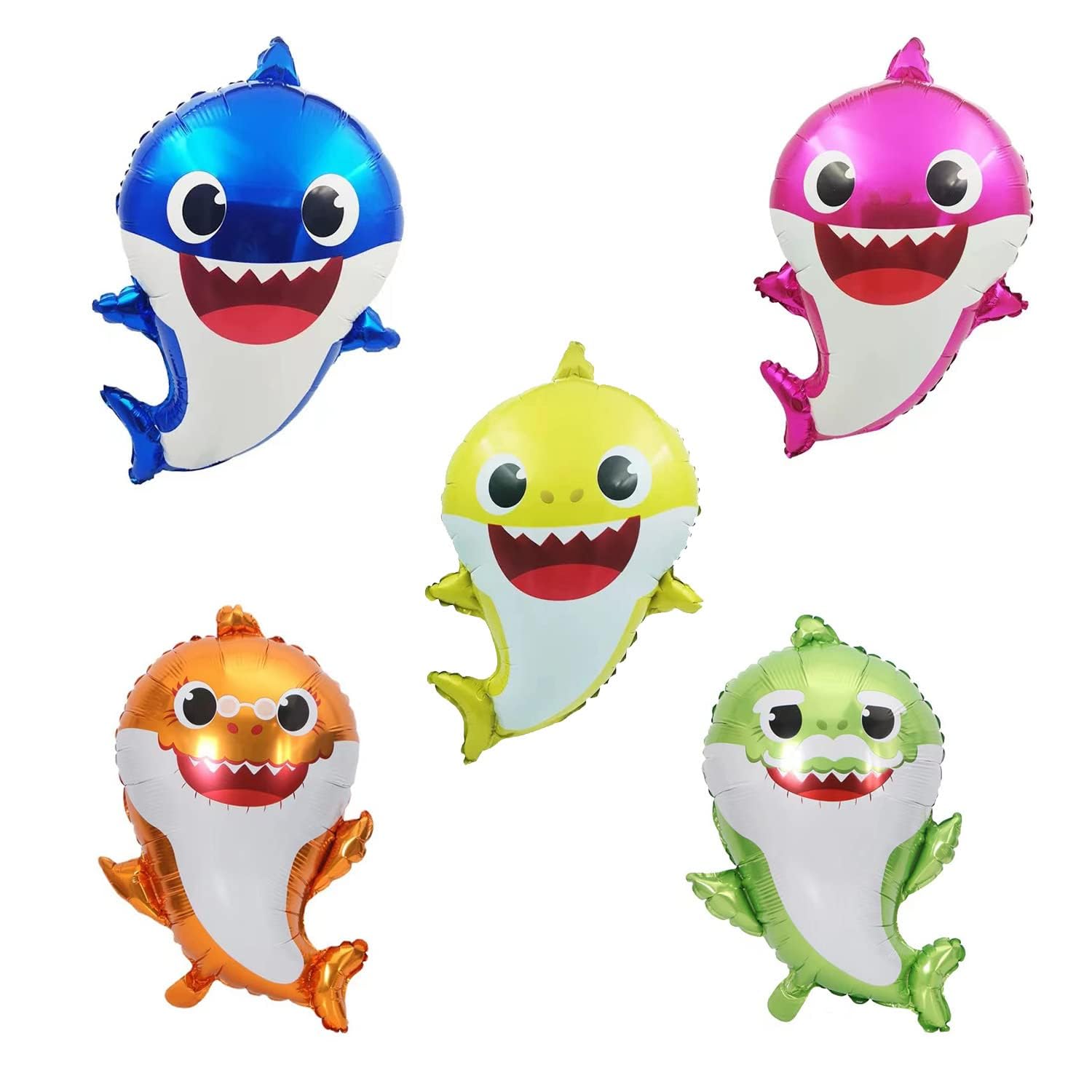 DAPIN baby shark party GP27 decorations, 5 pack shark helium balloons ...