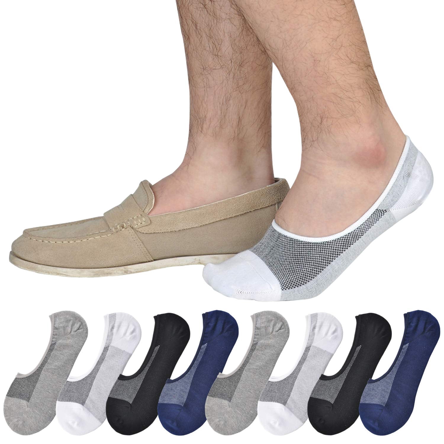 DAPRZIY Genuine Mens No Show Socks, Loafer Sneakers Low Cut Cotton ...