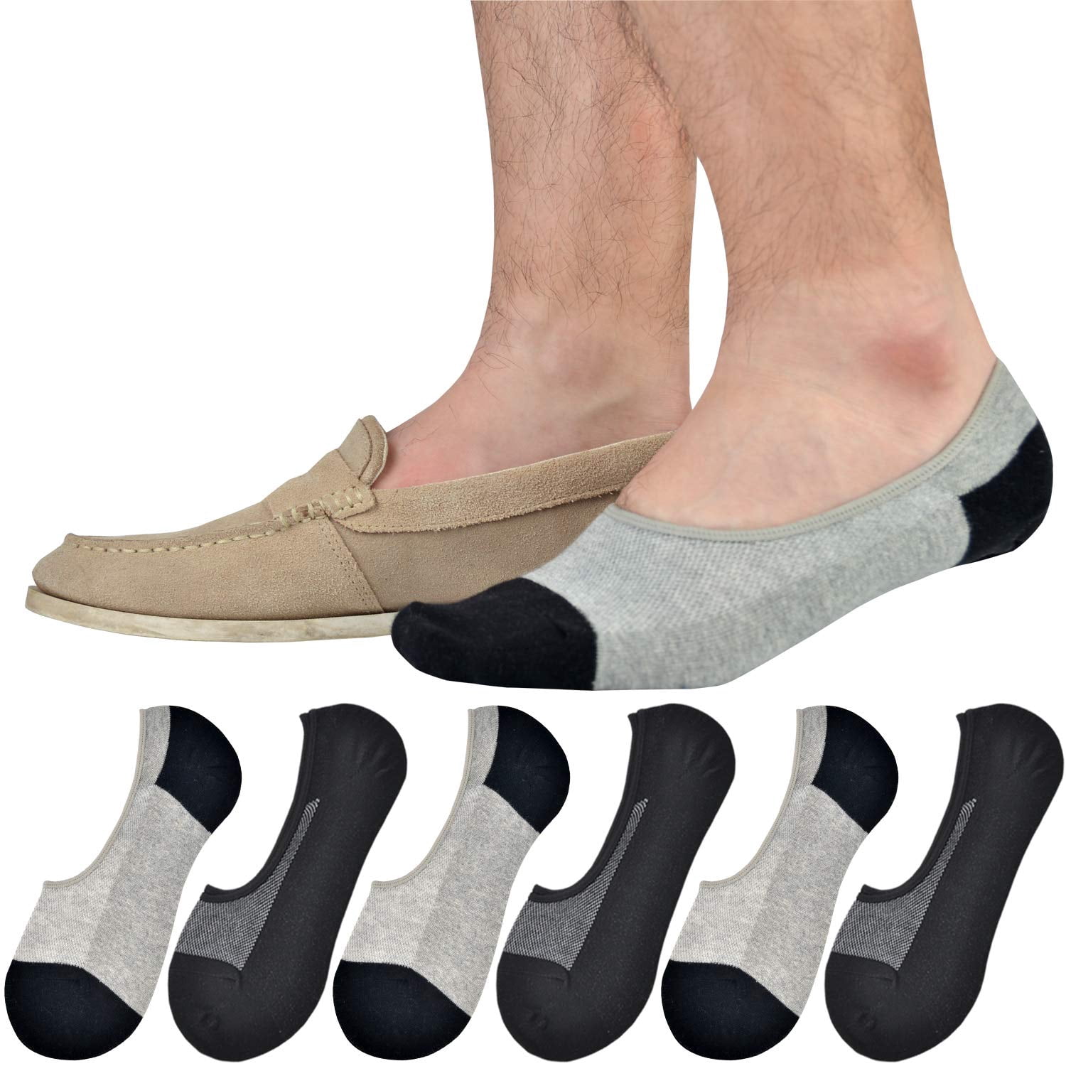 DAPRZIY Genuine Mens No Show Socks, Loafer Sneakers Low Cut Cotton ...