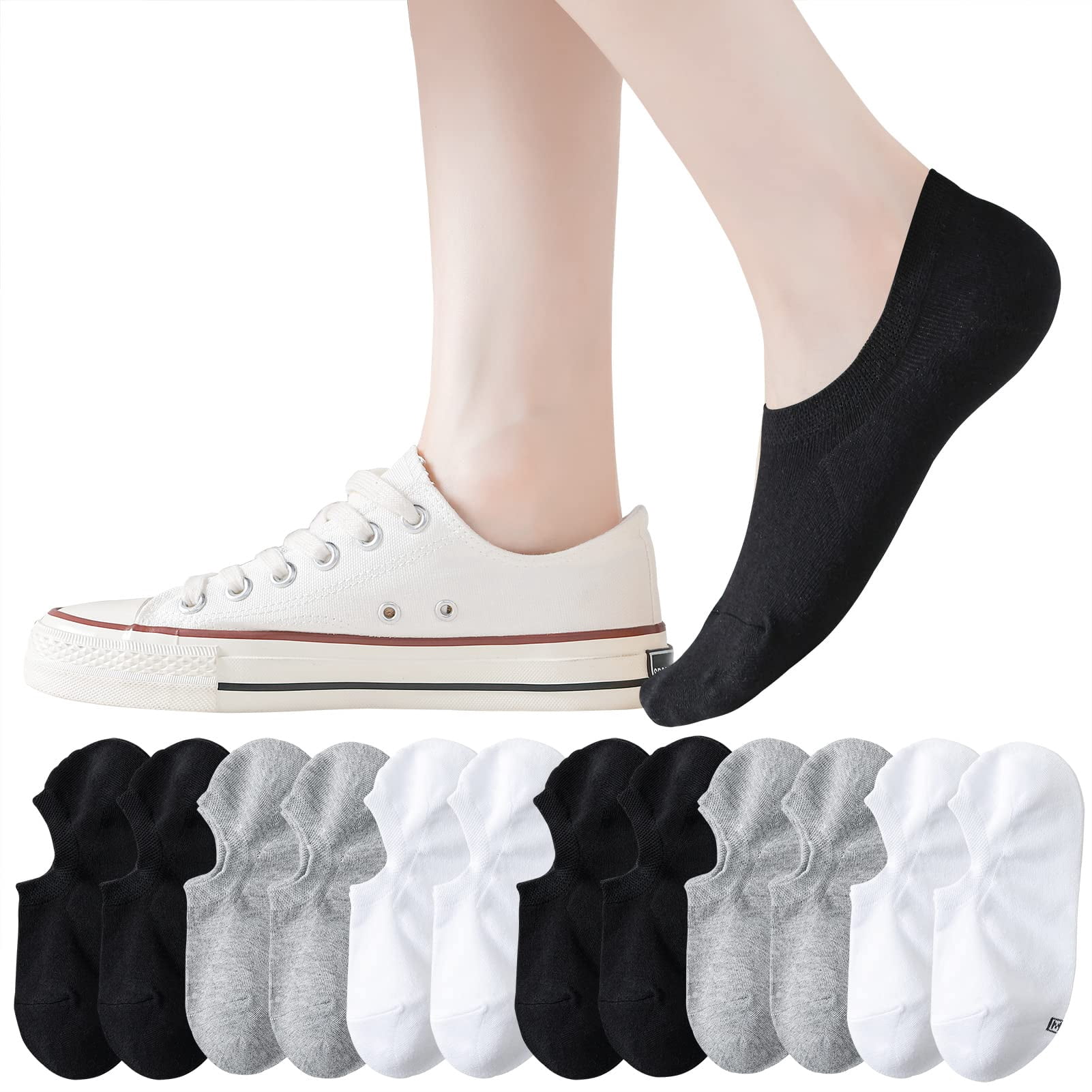 DAPRZIY No Show Socks Women Cotton Low Cut Flat Boat Liner Socks Non ...