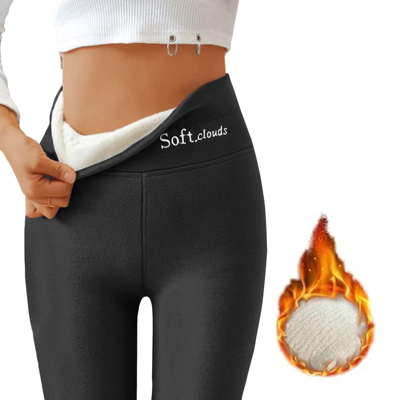 DAPRZIY Soft Clouds Fleece Leggings for Women Winter, Casual Warm ...