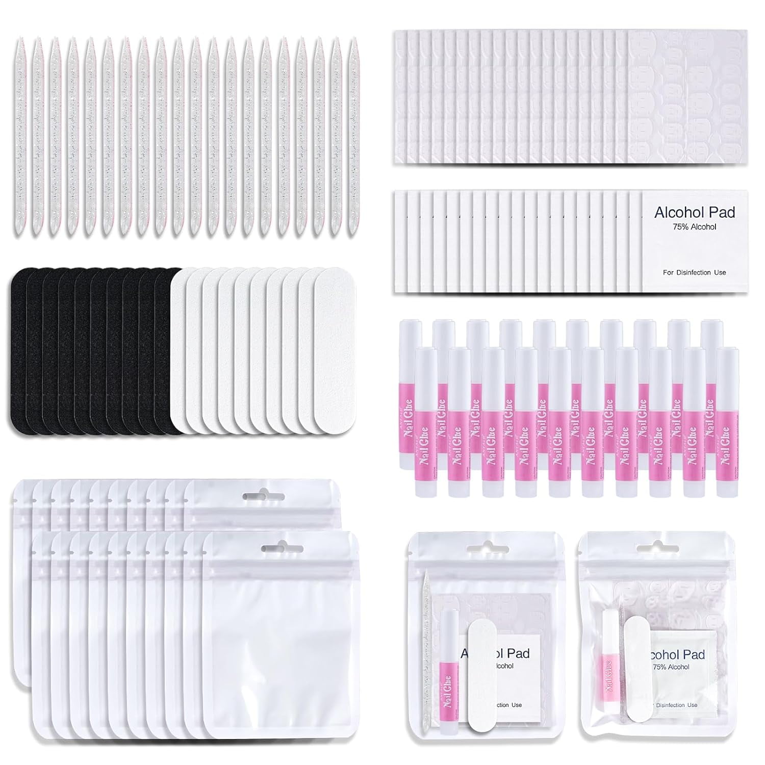 DAR Press On Nail Tool Kit with Everything, Nail Prep Tool Disposable ...