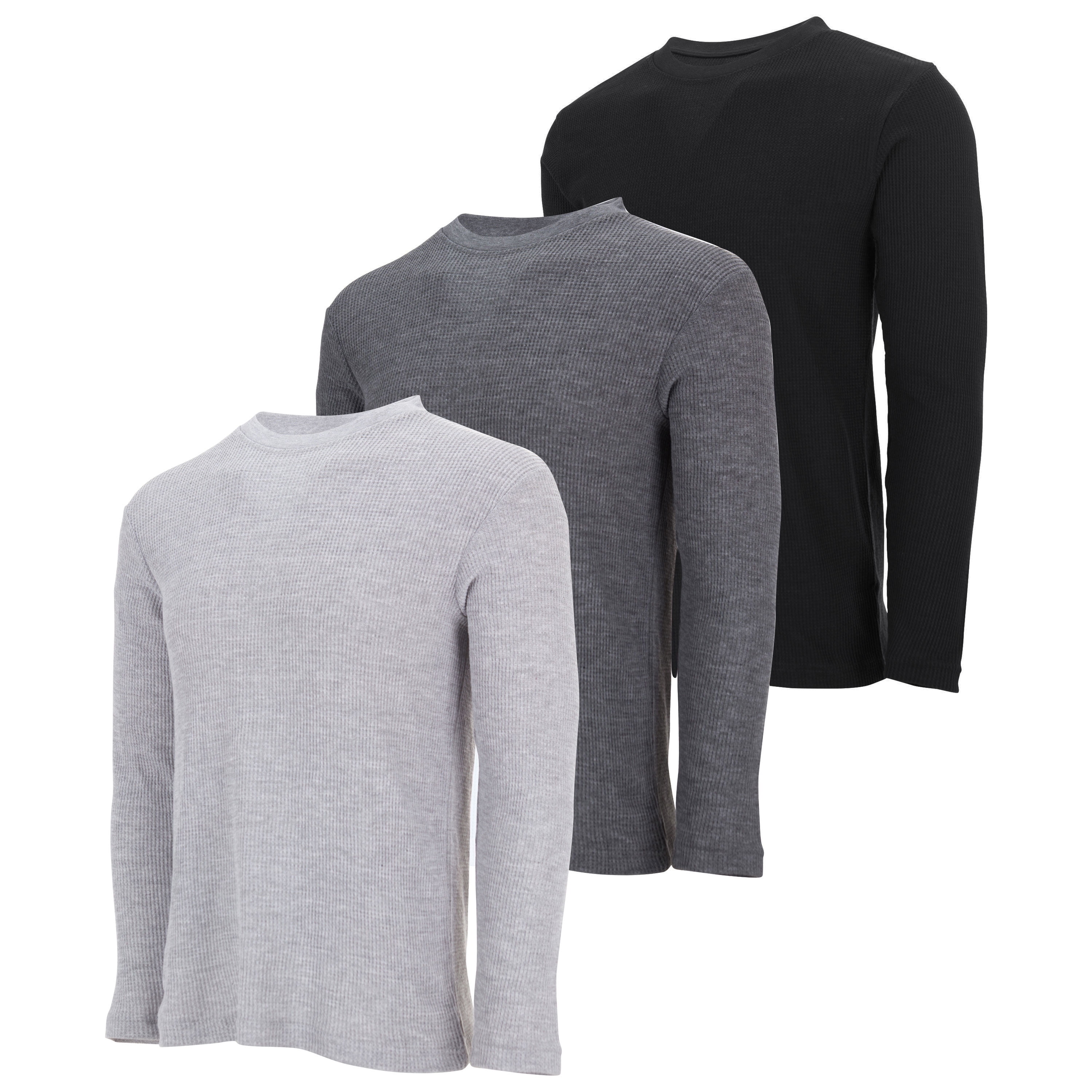 DARESAY 3-Pack Men's Thermal Crew Long Sleeve Henley Tops Base Layer ...
