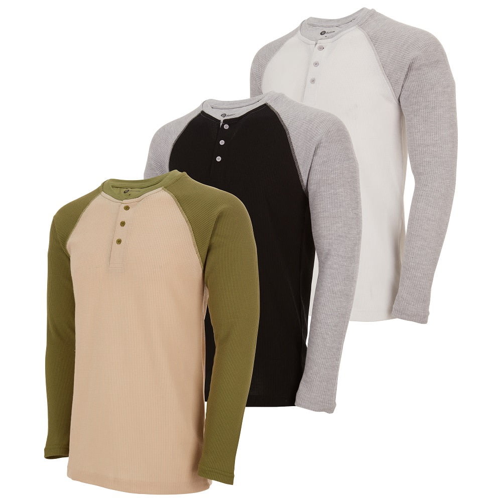 DARESAY 3-Pack Men's Thermal Crew Long Sleeve Henley Tops Base Layer Shirt-(Up to 3X) - Walmart.com