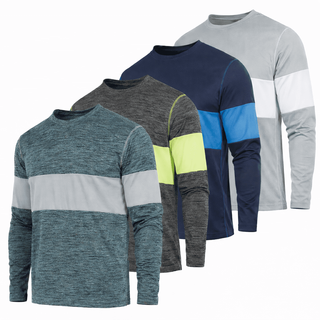 DARESAY Dri-Fit Long Sleeve T Shirts for Men-4 Pack- Moisture Wicking ...
