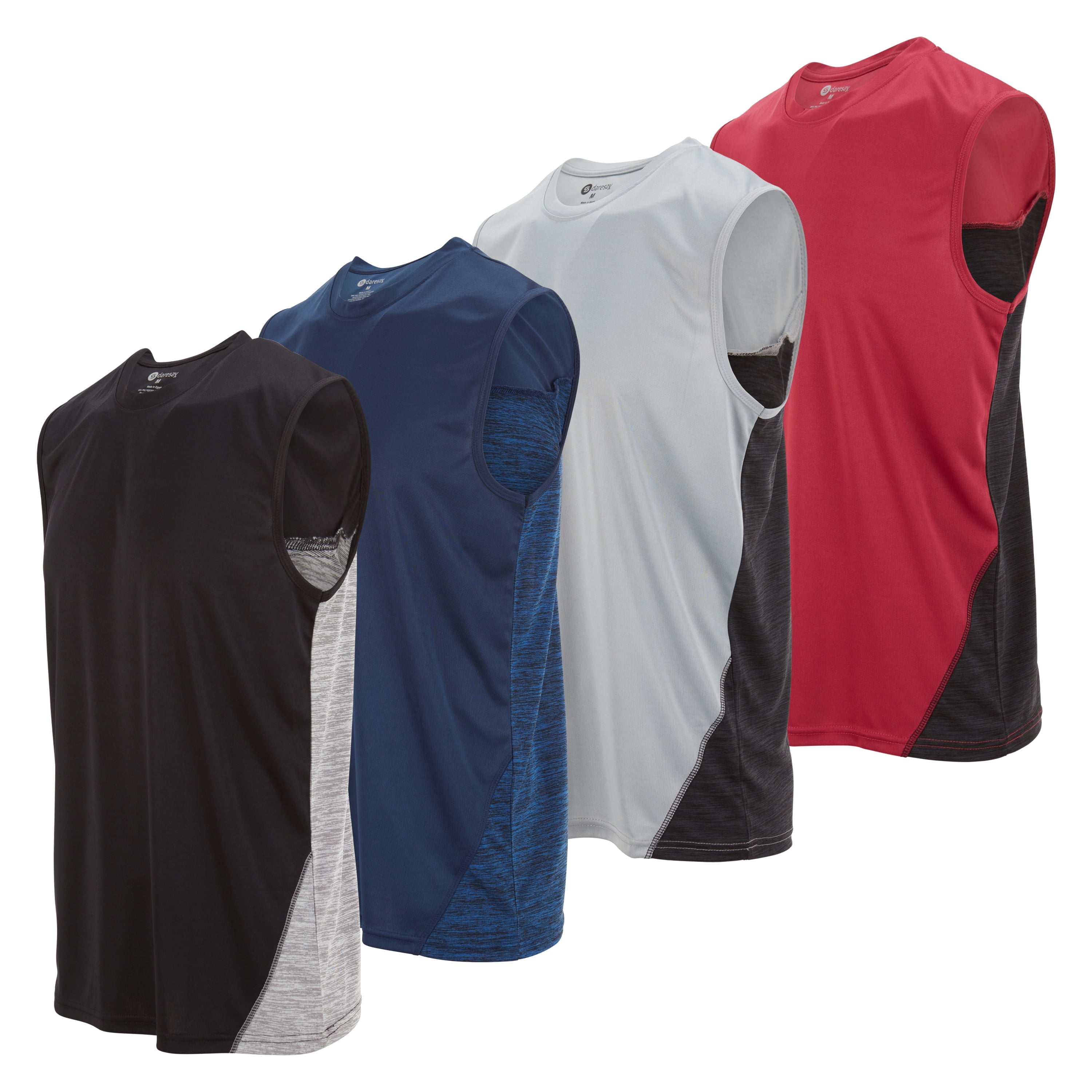 DARESAY Men's Performance Sleeveless Shirts, Dry Fit, Gym & Running ...