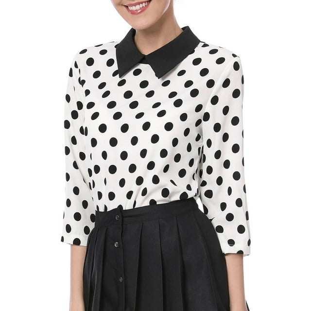 DARING DIVA Blouses 3/4 Sleeves Solid Office Work Tops L White ...