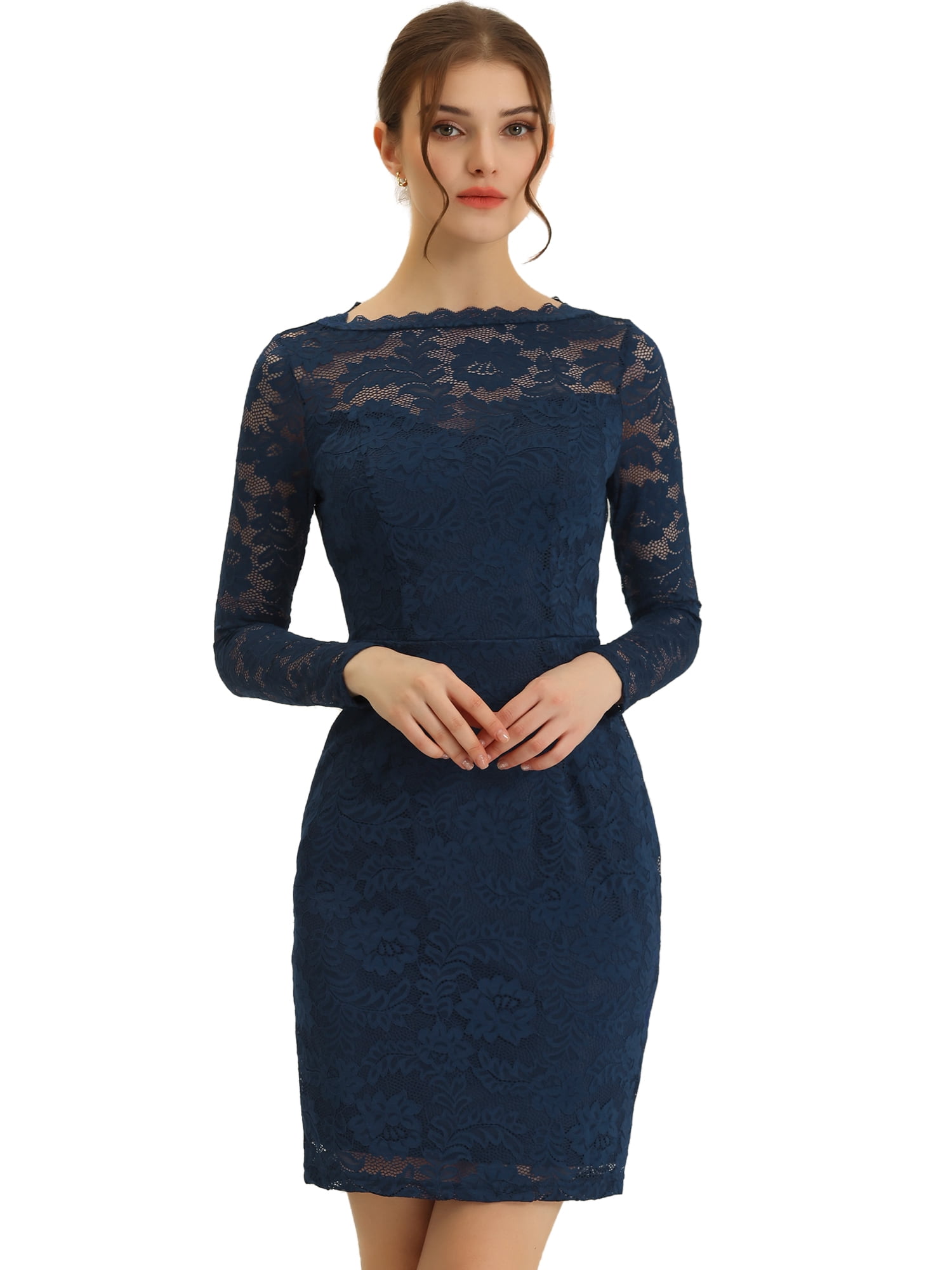 DARING DIVA Boat Neck Elegant Lace Party Cocktail Bodycon Dress XS Dark ...
