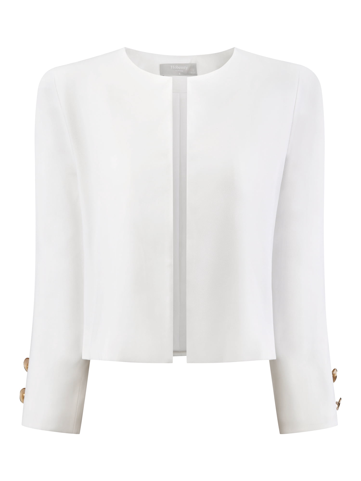 DARING DIVA Collarless Blazers 3/4 Sleeve Dressy Casual Cropped Jacket ...