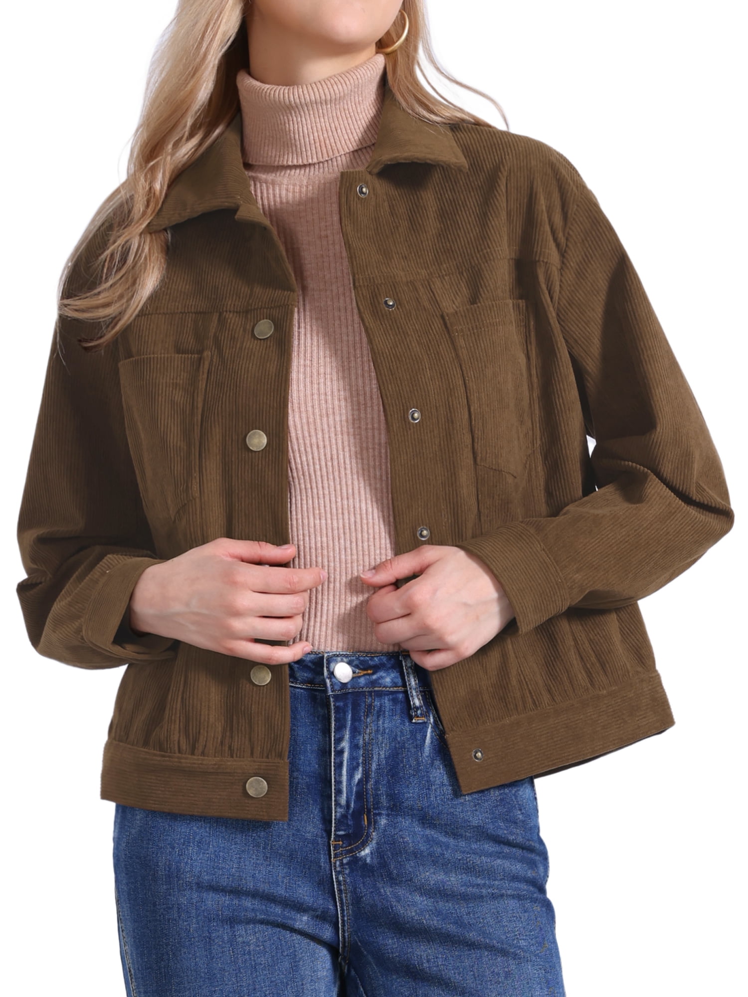 DARING DIVA Corduroy Casual Long Sleeve Button Down Shacket Jacket XS ...