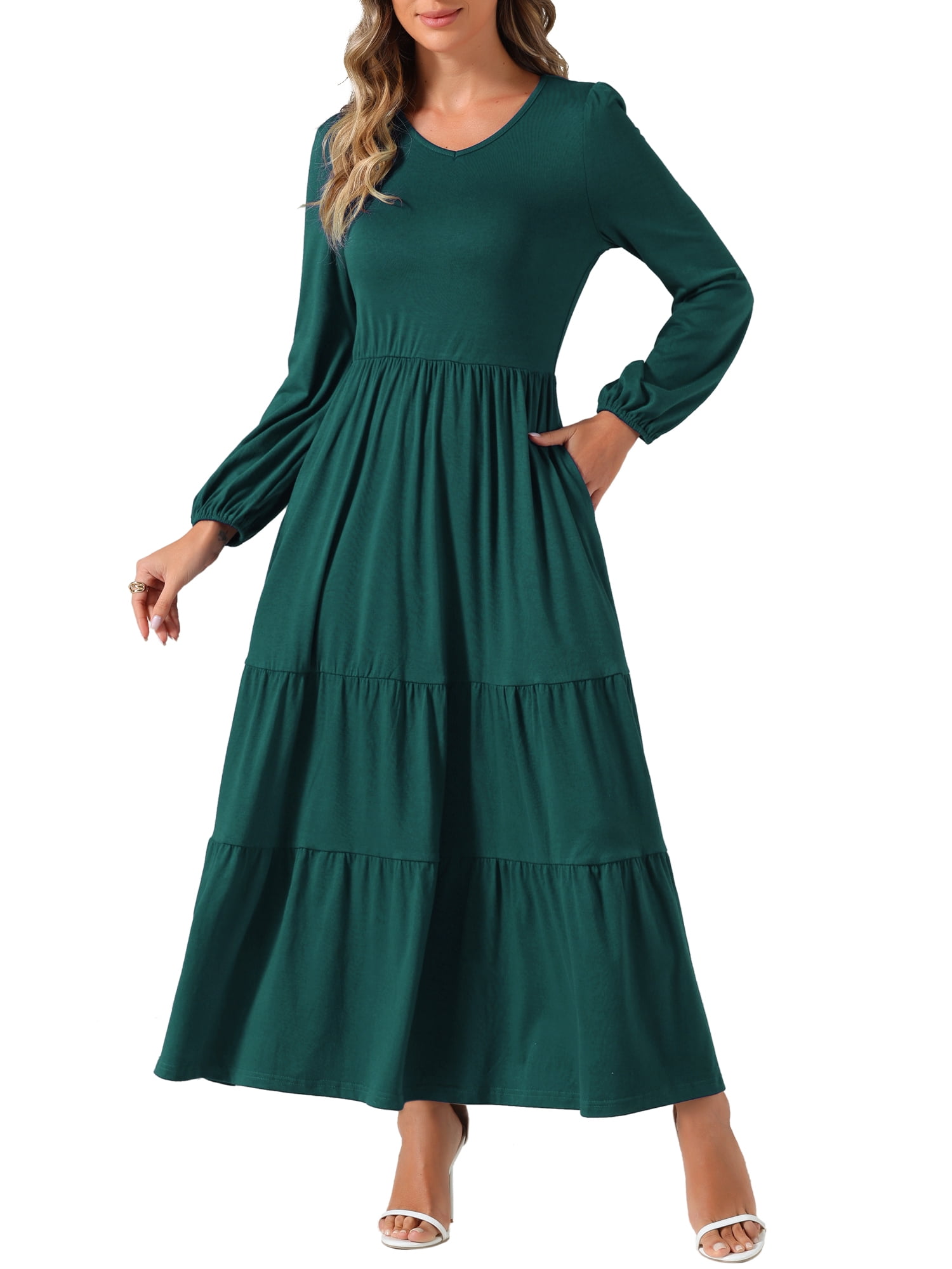 DARING DIVA Crew Neck Long Sleeve High Waist Dress XL Dark Green - Walmart.com