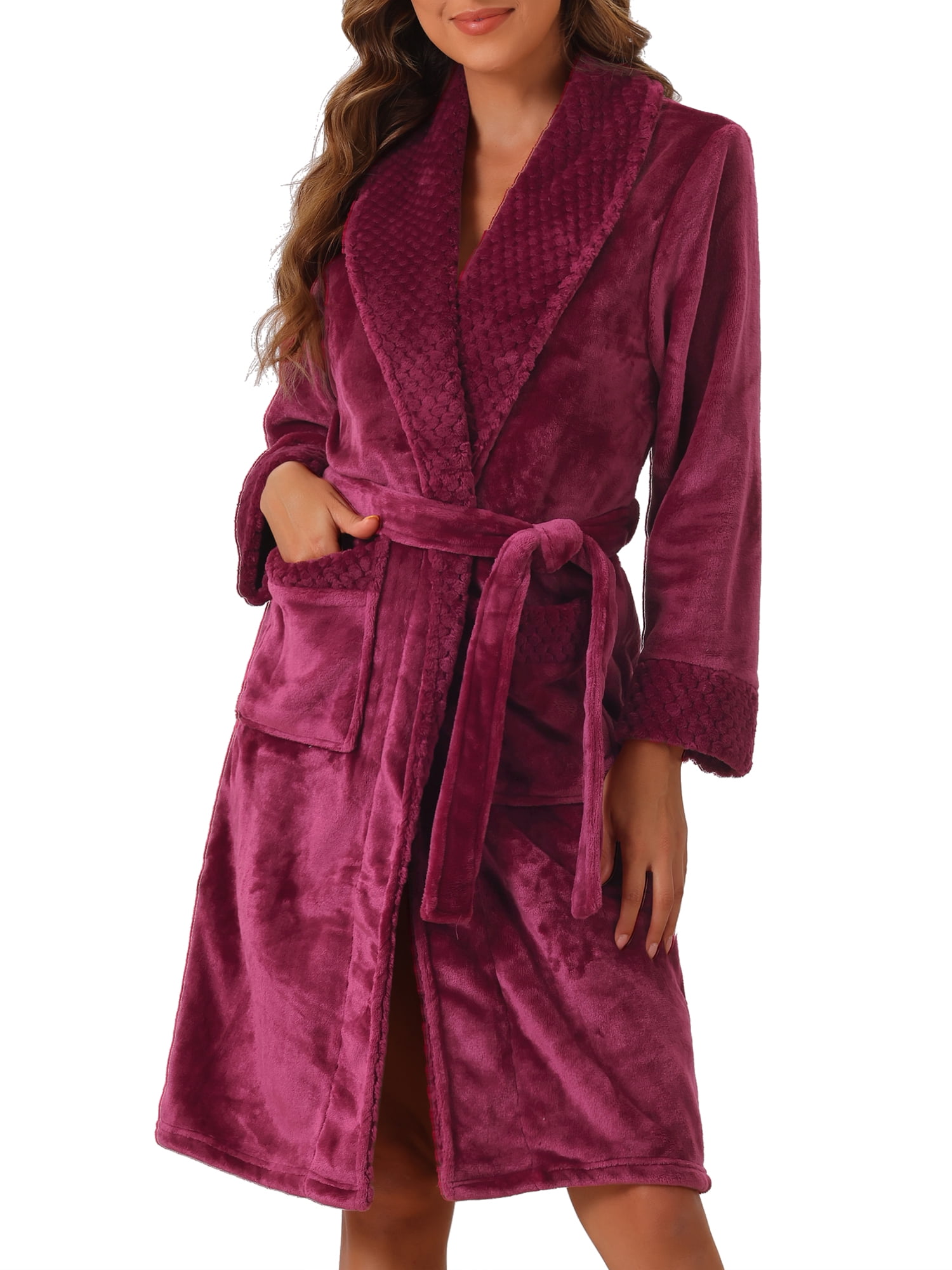 DARING DIVA Flannel Bathrobe Plush Soft Robe Fluffy Long Spa Robe S ...