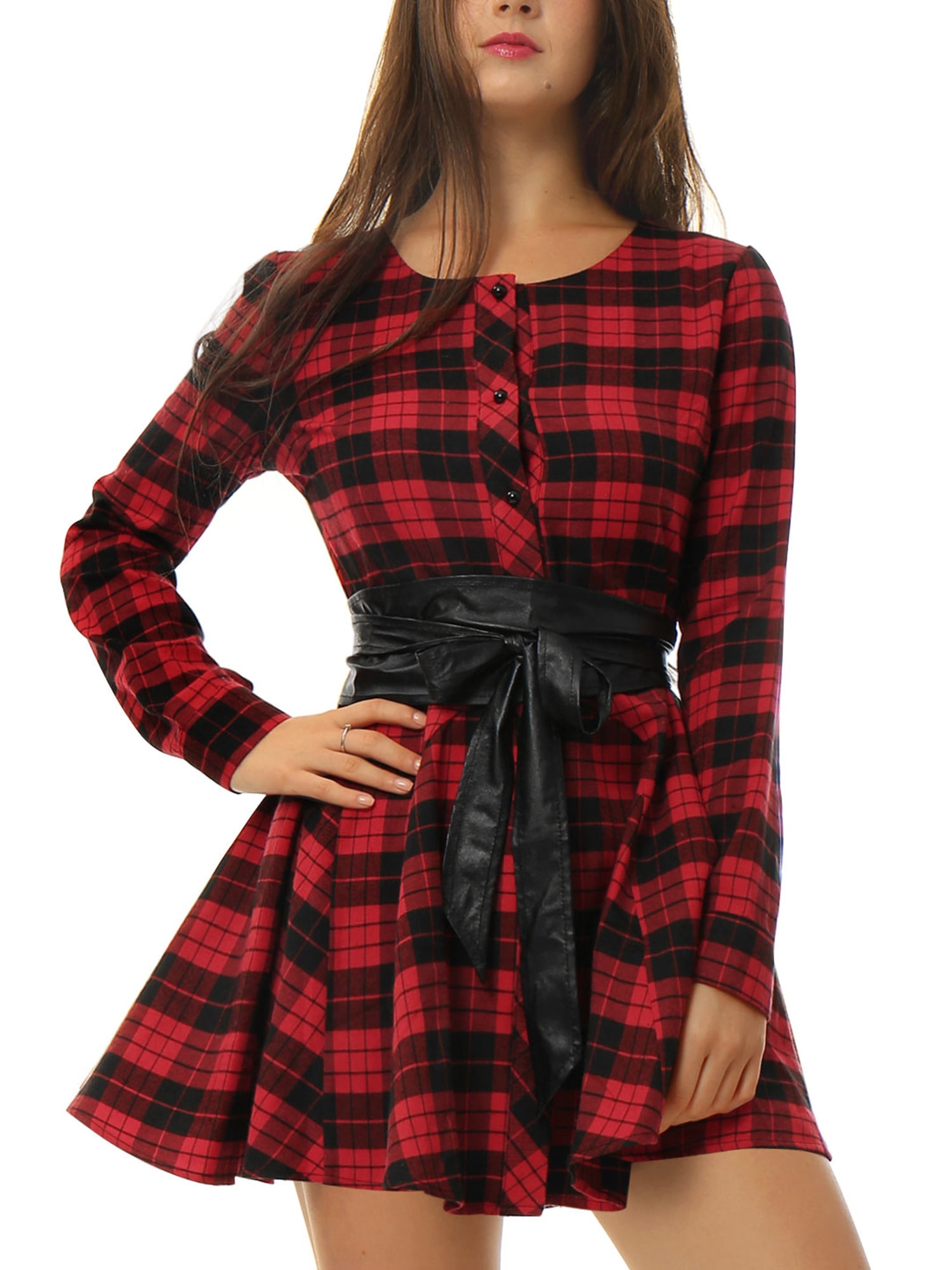 DARING DIVA Halloween Costume Belted Plaids Mini A Line Shirt Dress XL ...