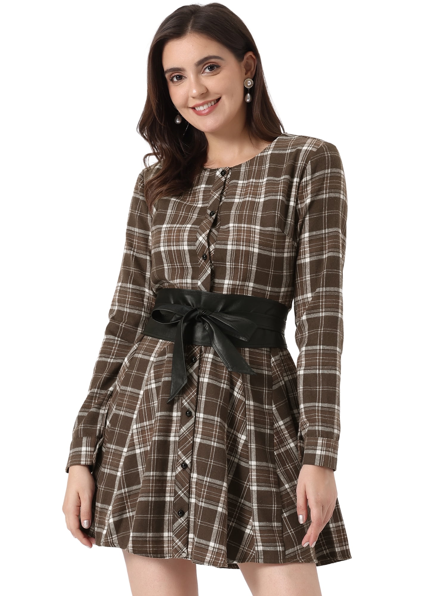 DARING DIVA Halloween Costume Belted Plaids Mini A Line Shirt Dress XS ...