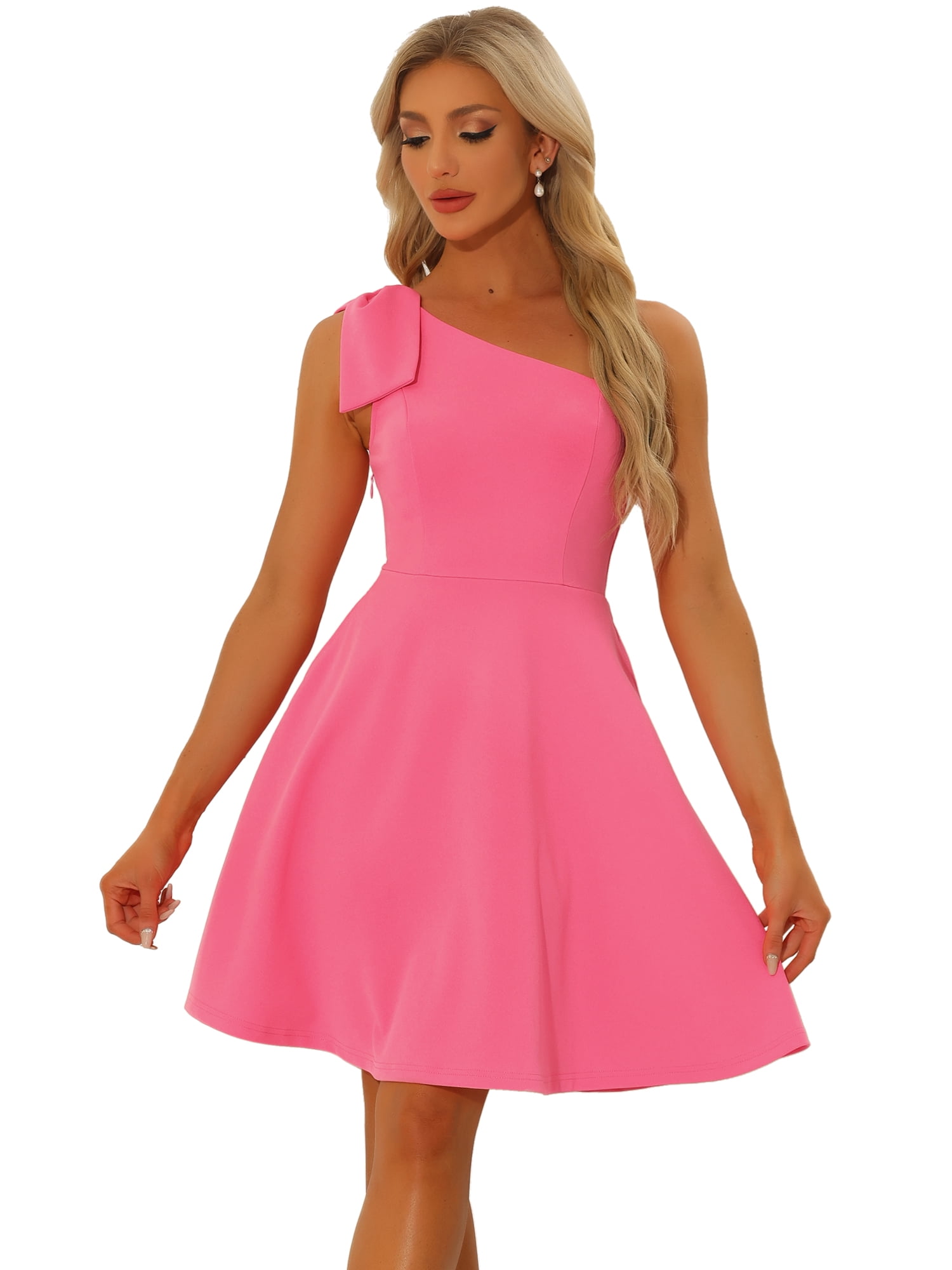 DARING DIVA Halloween Costume Bow One Shoulder with Pockets Swing Dress ...