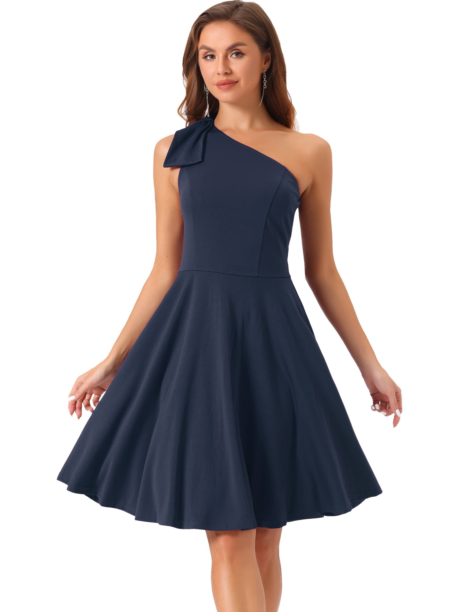 DARING DIVA Halloween Costume Bow One Shoulder with Pockets Swing Dress ...
