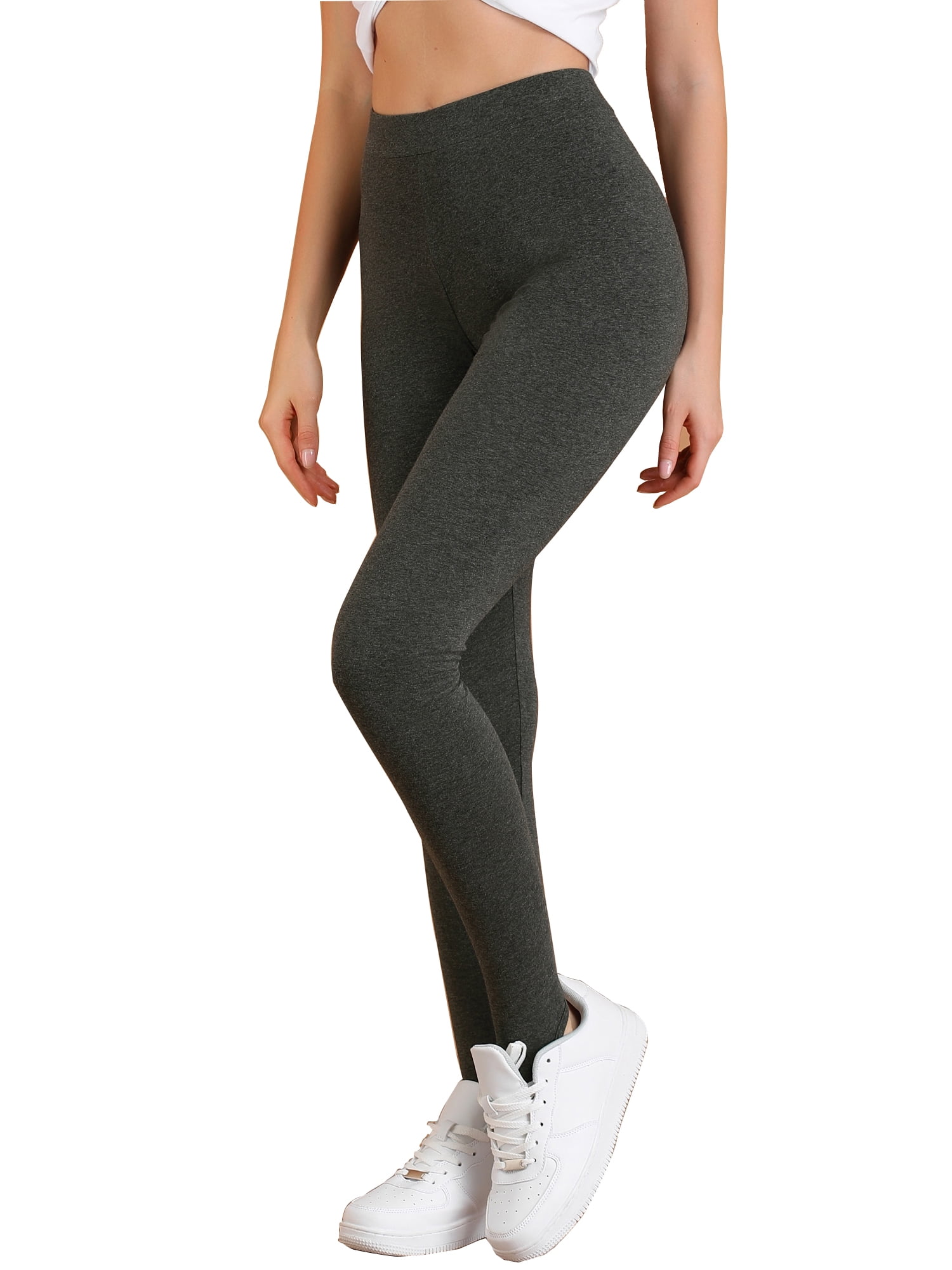 DARING DIVA Leggings Solid Color Elastic Waistband Stirrup Pants 2XL Dark Grey - Walmart.com