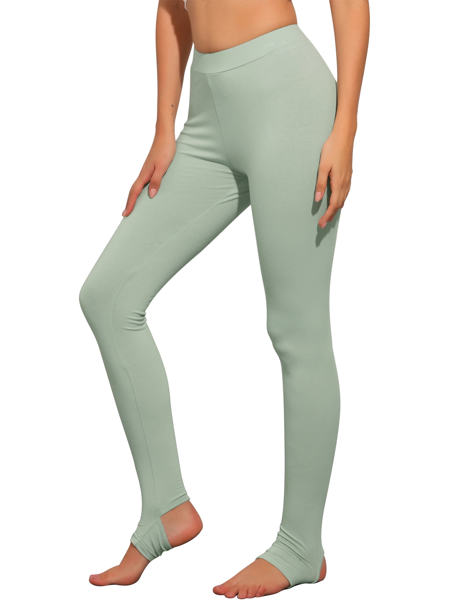 DARING DIVA Leggings Solid Color Elastic Waistband Stirrup Pants S Light Green - Walmart.com