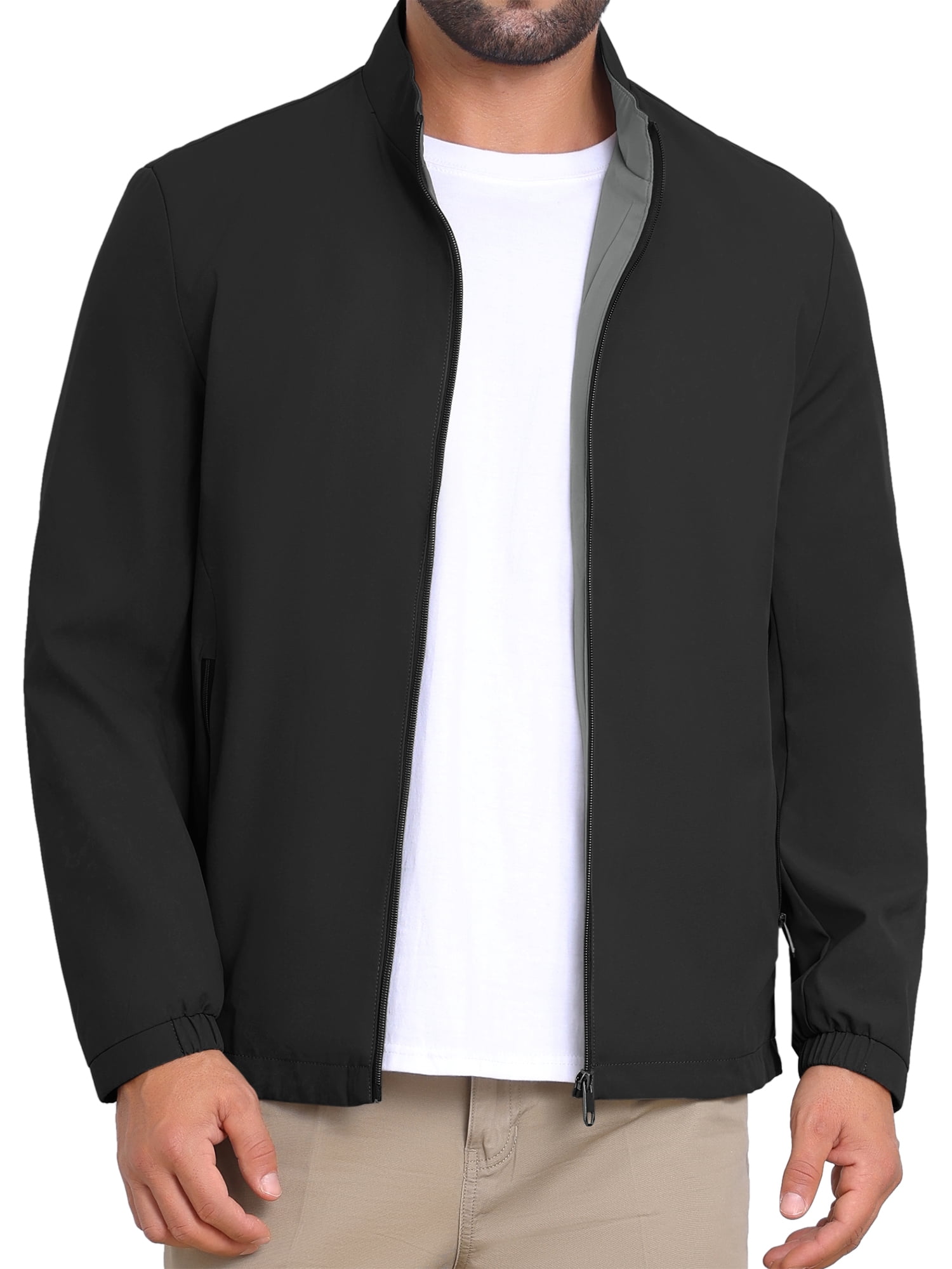 DARING DIVA Lightweight Stand Collar Full Zip Up Golf Bomber Jacket S ...