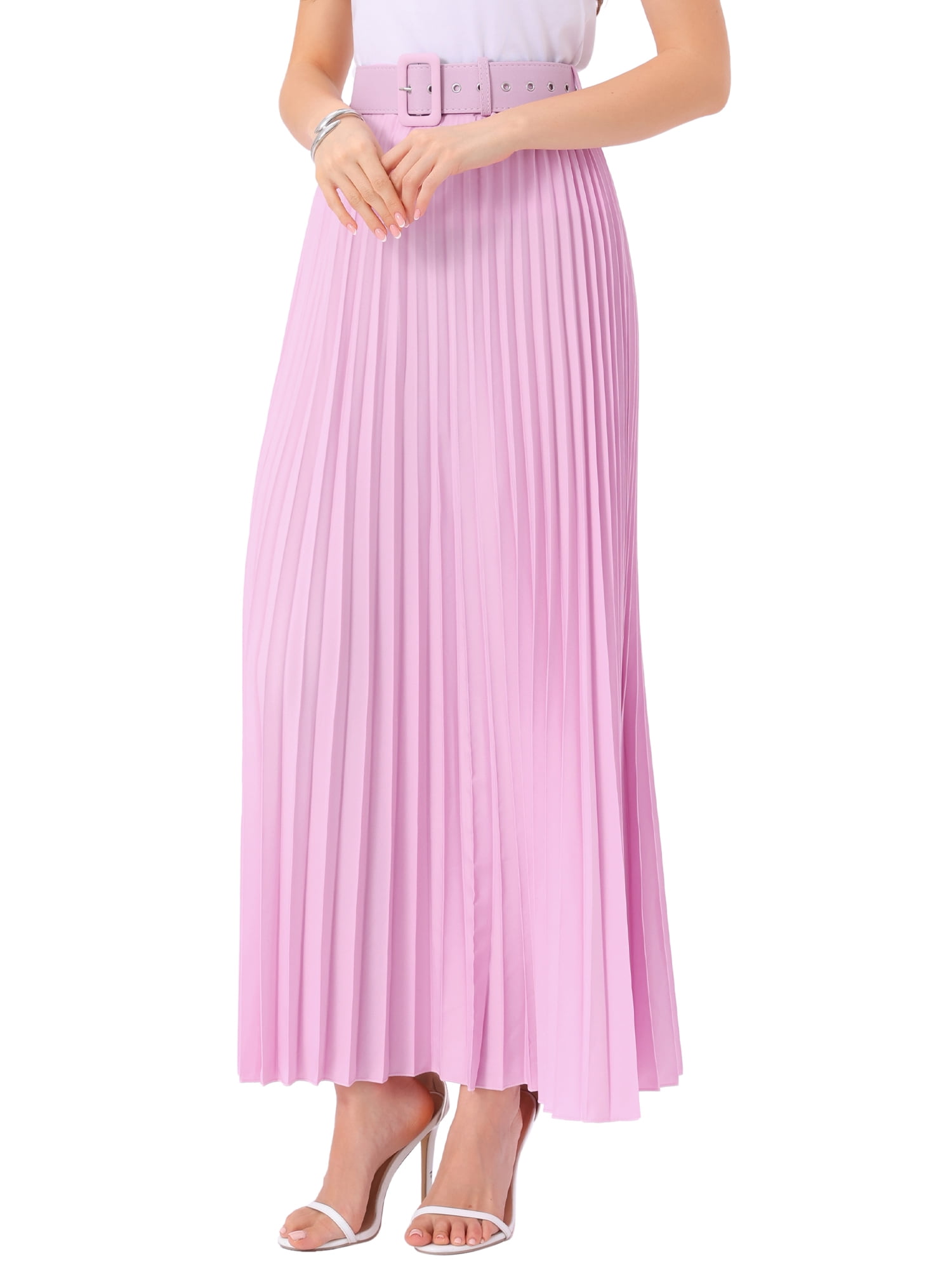 DARING DIVA Long Pleated Skirt for Women's Elastic High Waist A-line ...